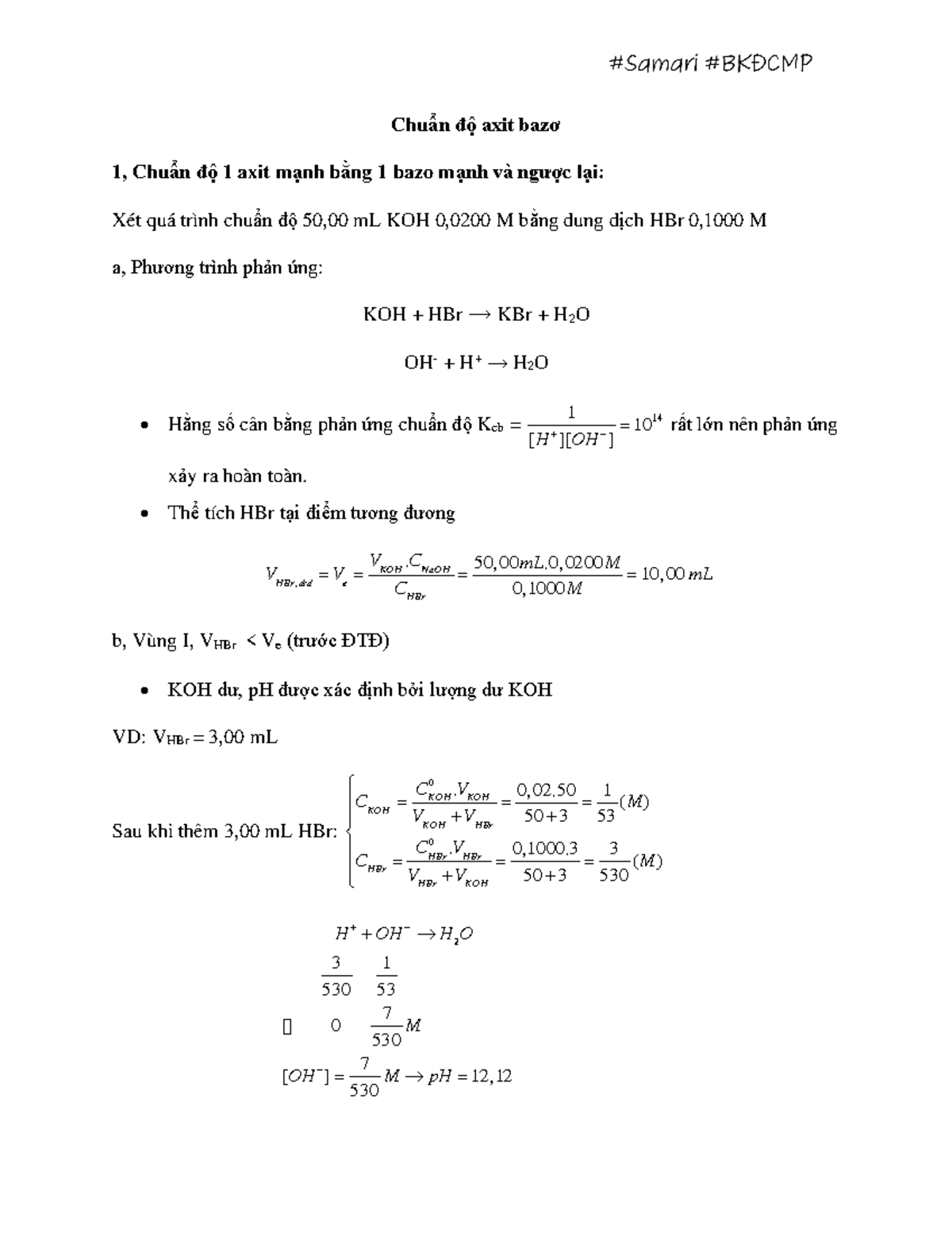Chuẩn độ axit bazo - sssssss - Chuẩn độ axit bazơ 1, Chuẩn độ 1 axit mạnh bằng 1 bazo mạnh và ...