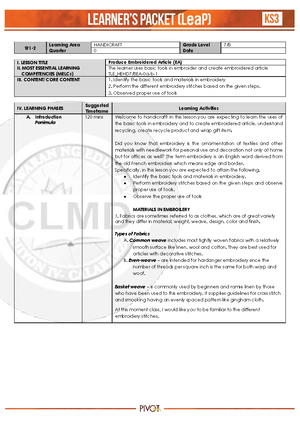 Module 5 - Carpentry-7-8 for student - 7/ TLE-IA-CARPENTRY Quarter 1 – Module 5: PERFORM ...