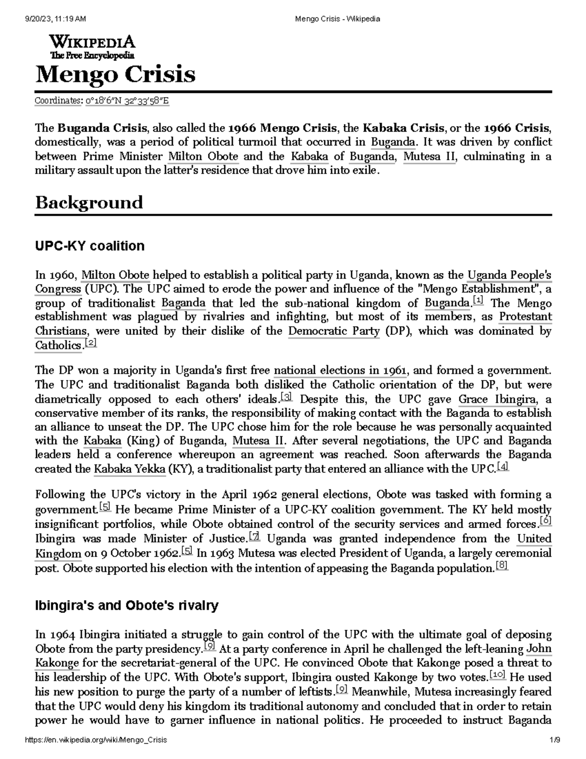 Mengo Crisis - Research - Mengo Crisis The Buganda Crisis, also called ...