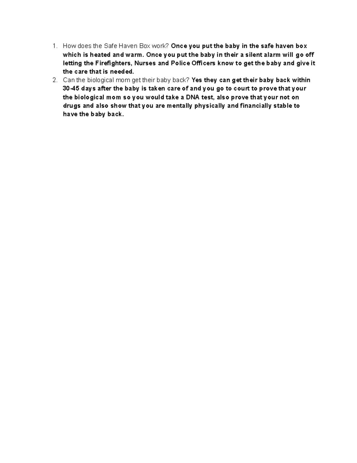 Safe Haven Questions - How does the Safe Haven Box work? Once you put ...