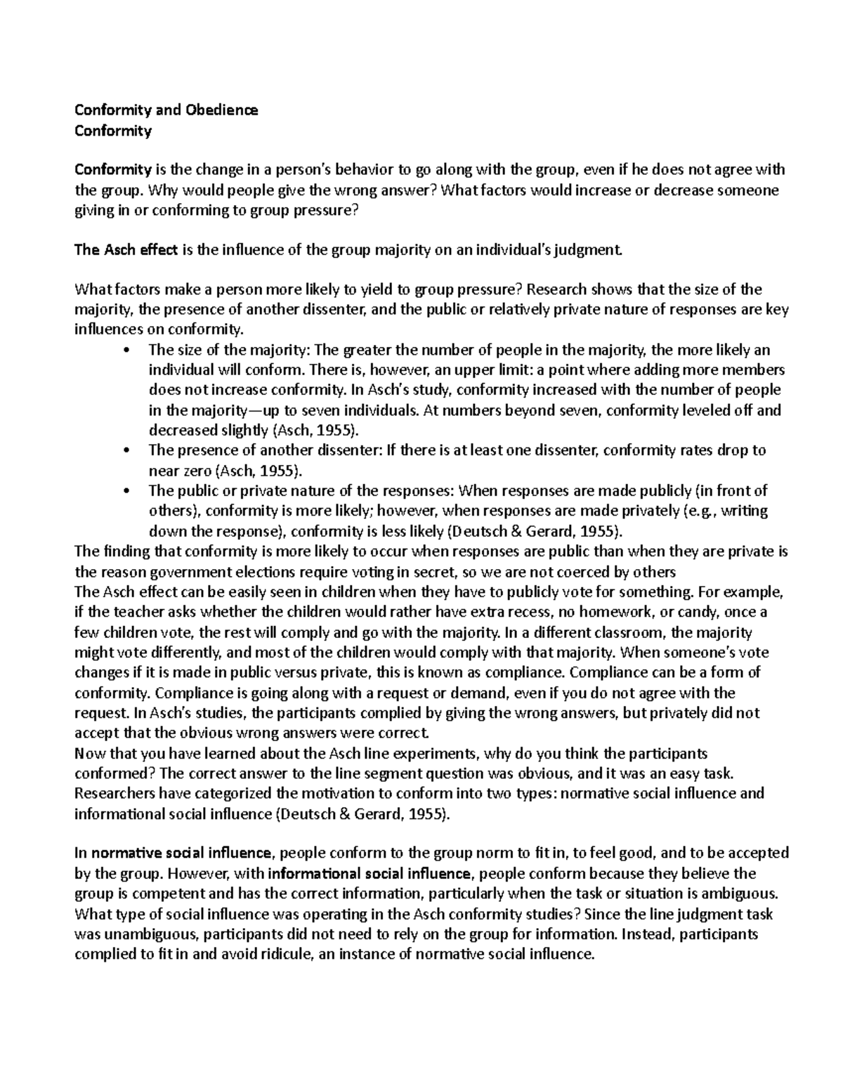 Lecture in Comformity and Obedience - Conformity and Obedience ...