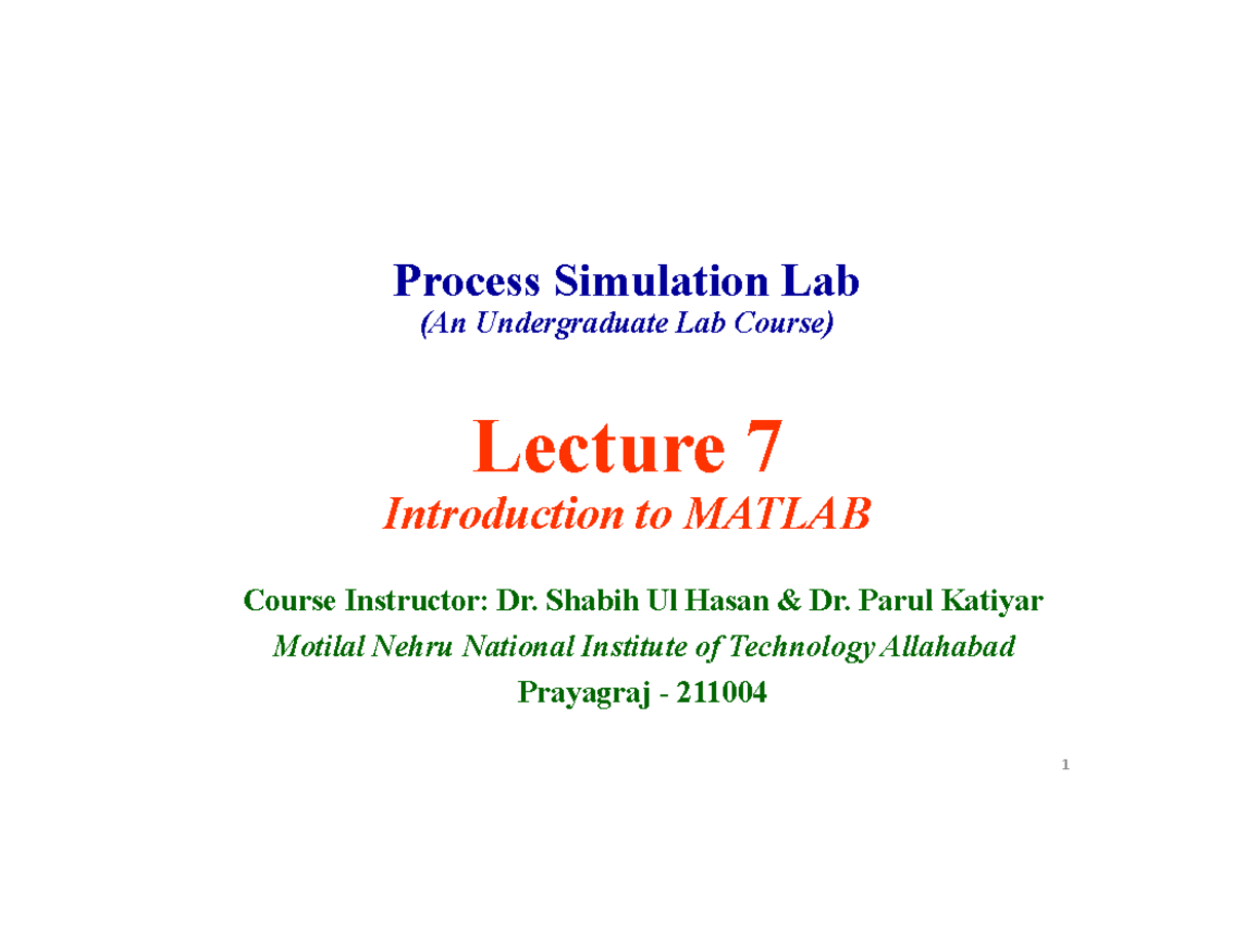Coading - Process Simulation Lab (An Undergraduate Lab Course) Lecture ...