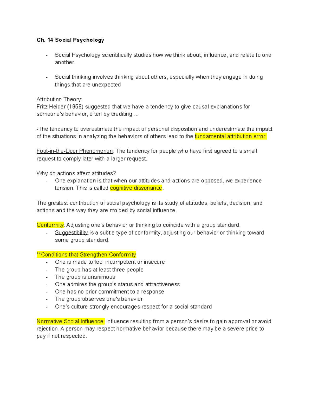 Psych Notes (social psych + psych disorders) - Ch. 14 Social Psychology ...