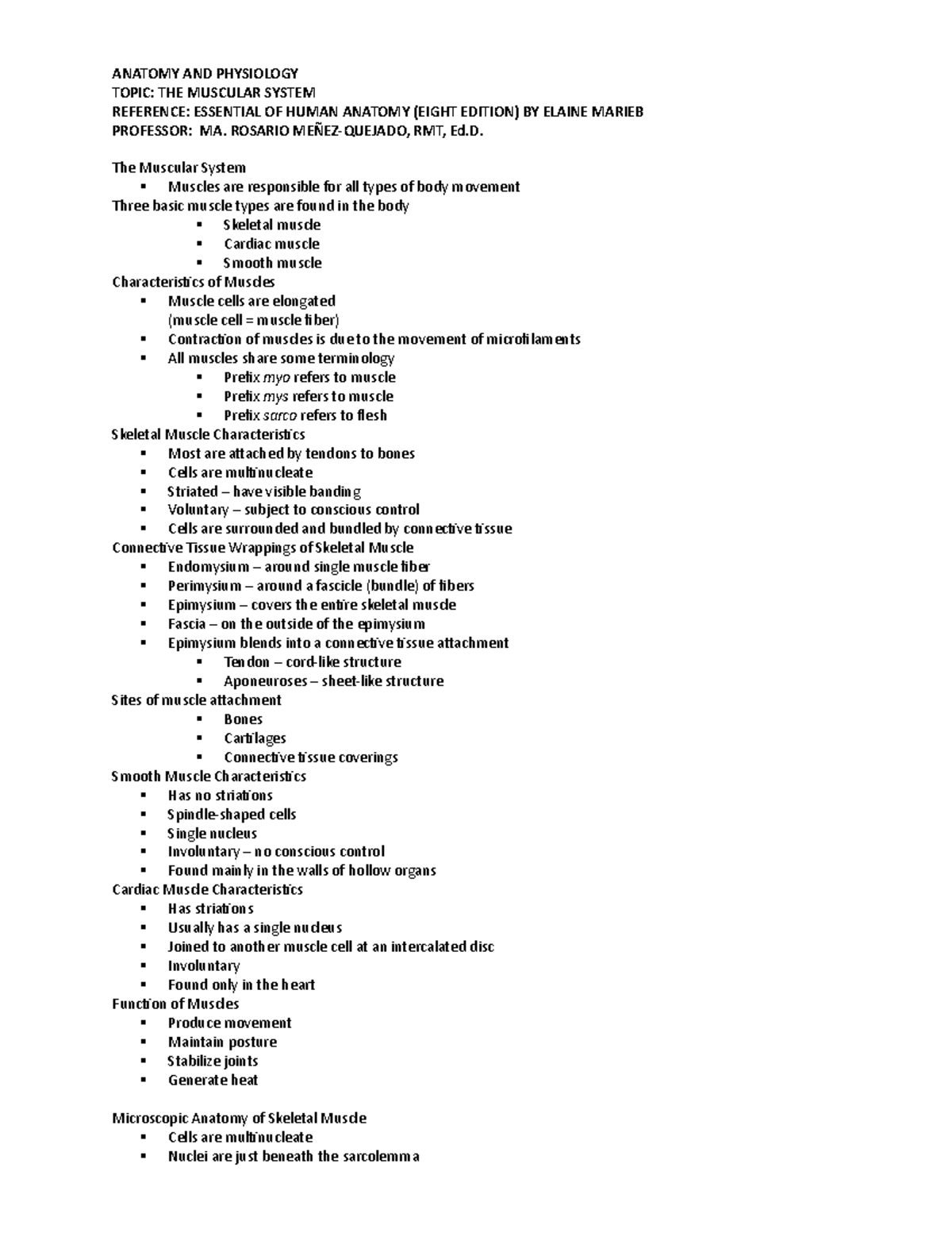 Anatomy and Physiology-Muscular-System - ANATOMY AND PHYSIOLOGY TOPIC ...