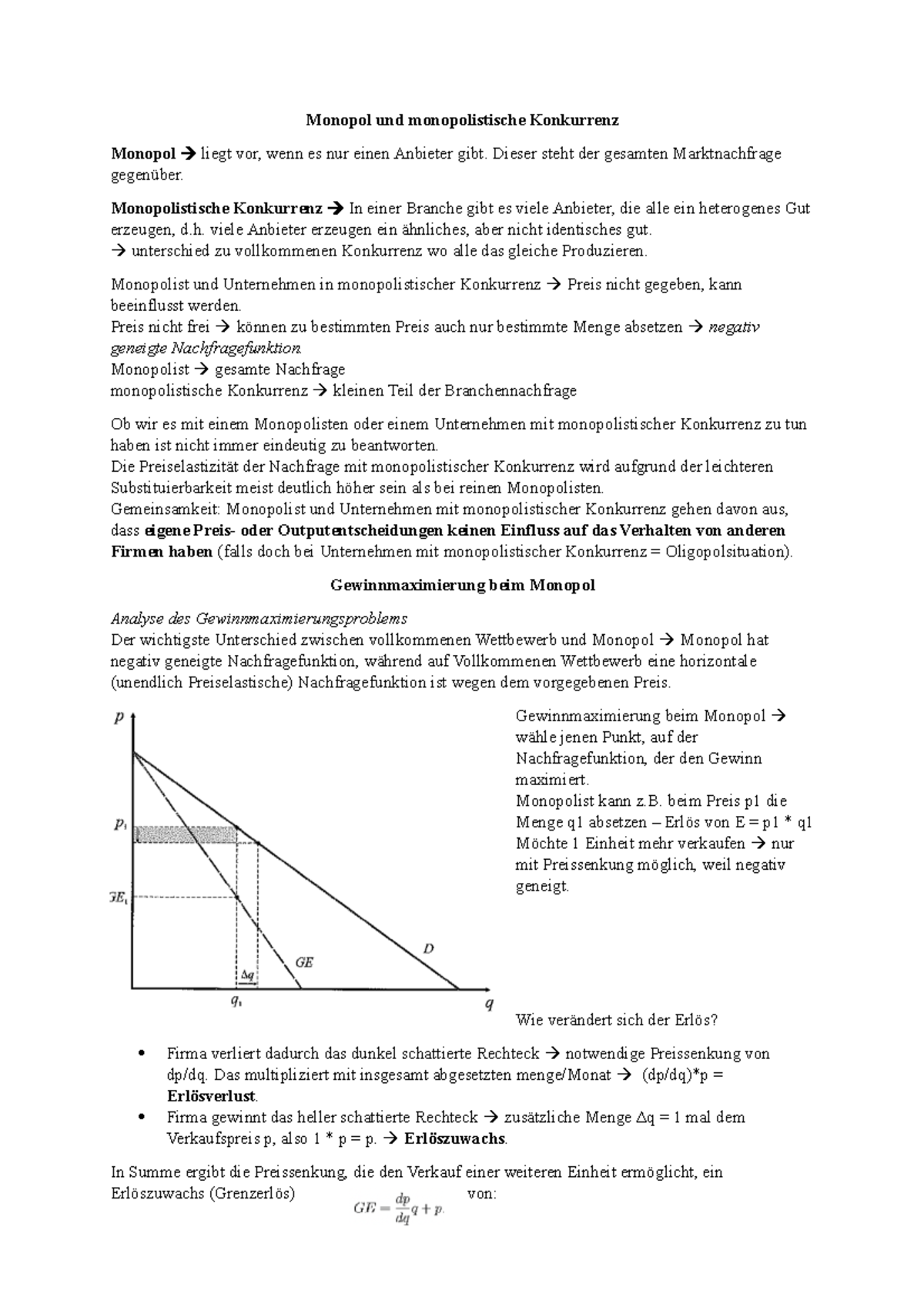 Mikroökonomie 5 - dgfdgf - Monopol und monopolistische Konkurrenz ...