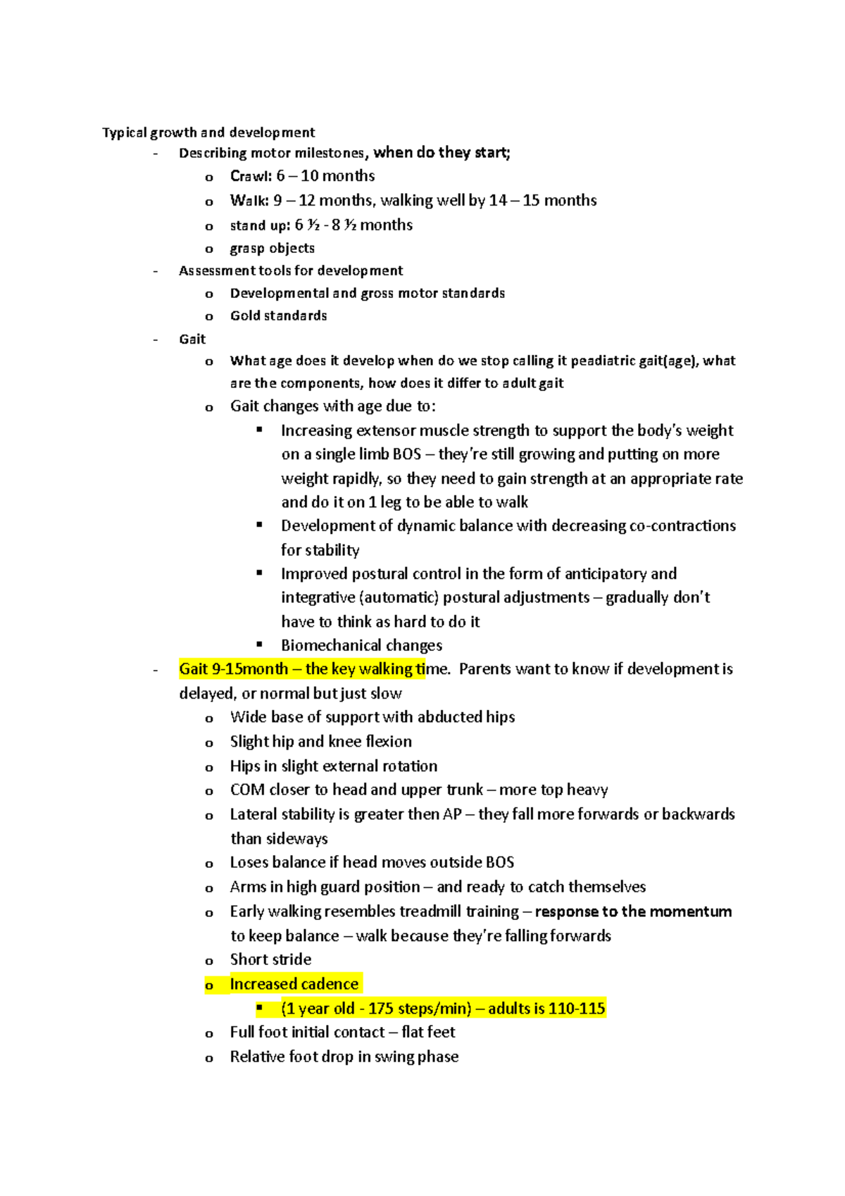 Sample/practice exam 2019, questions and answers - Typical growth and ...