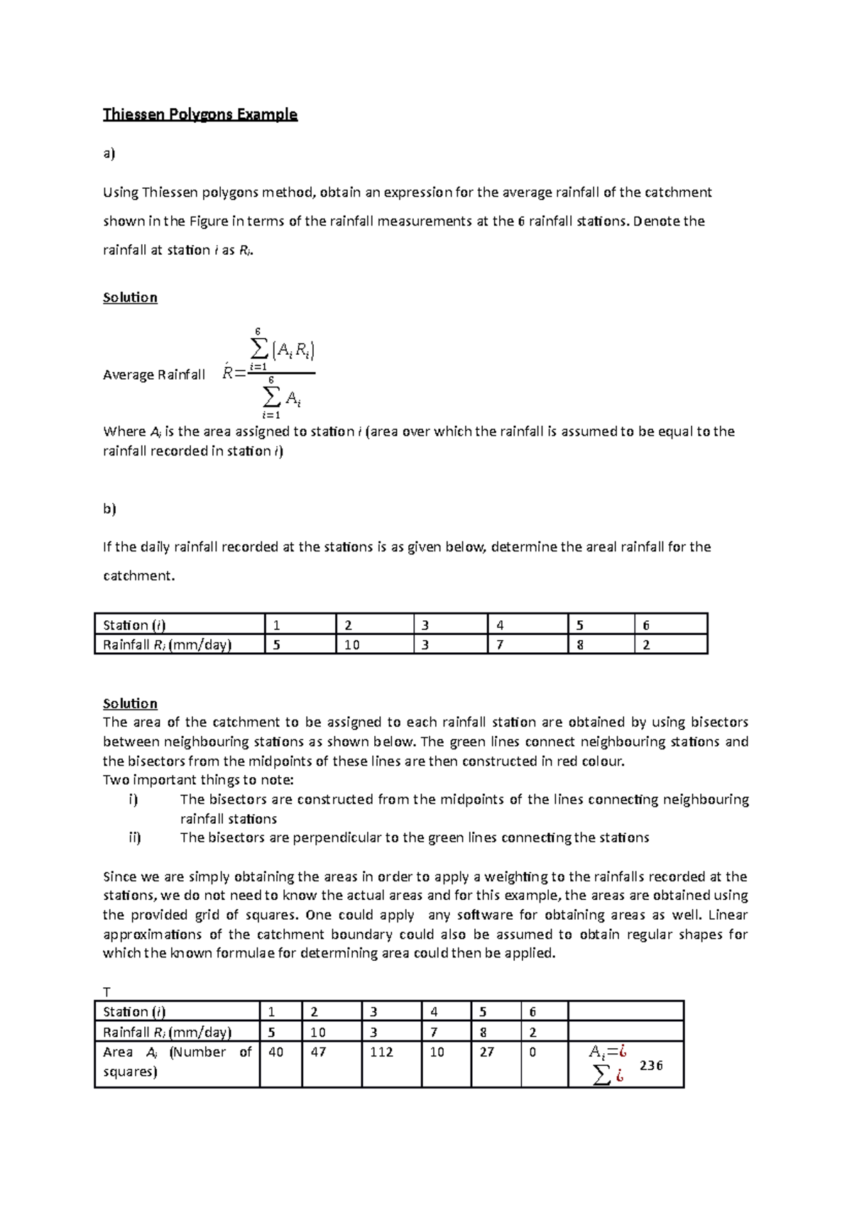 Thiessen Polygons Example - Thiessen Polygons Example a) Using Thiessen ...