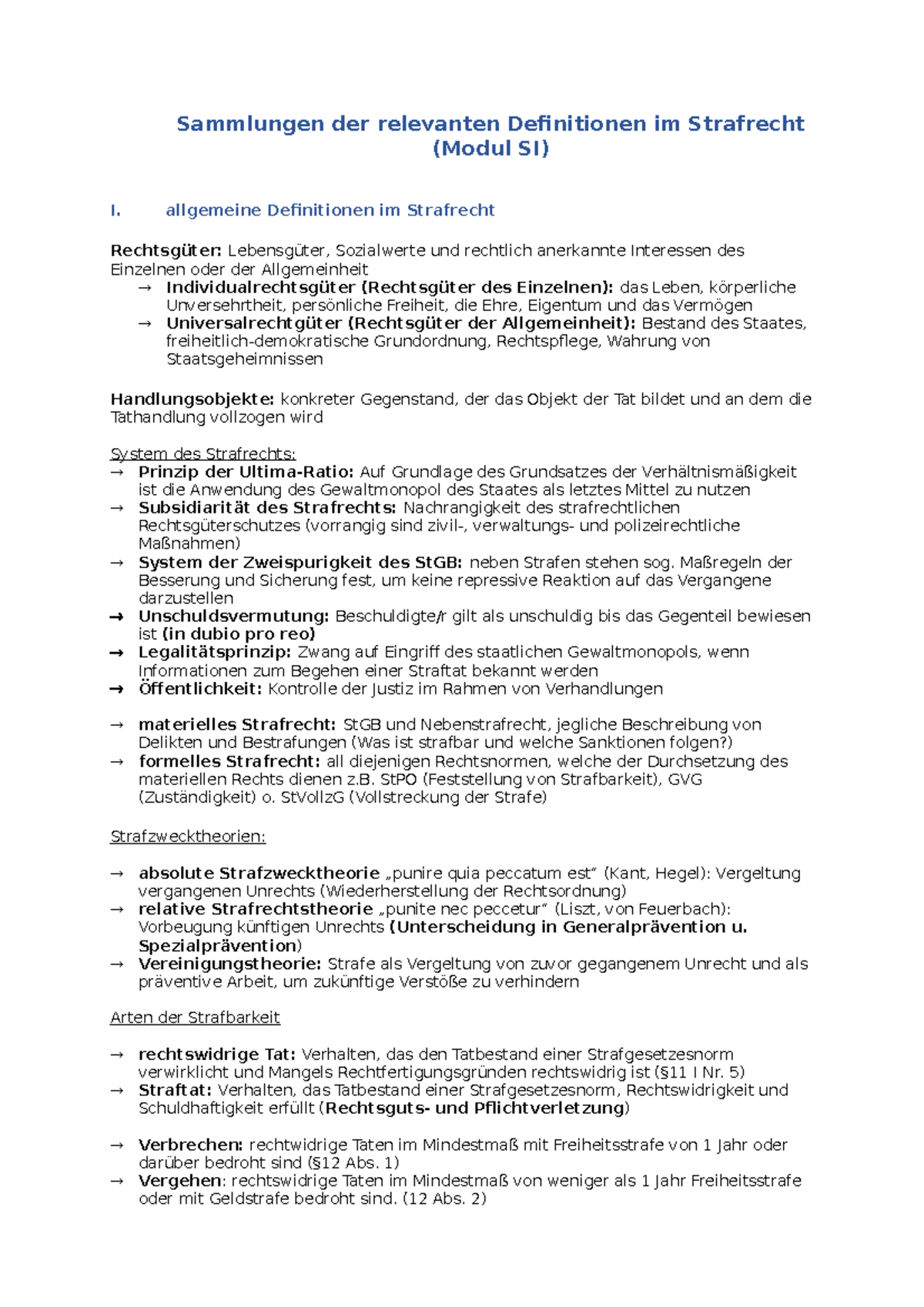 Definitionen Und Schemata Strafrecht Definitionen Und Schema