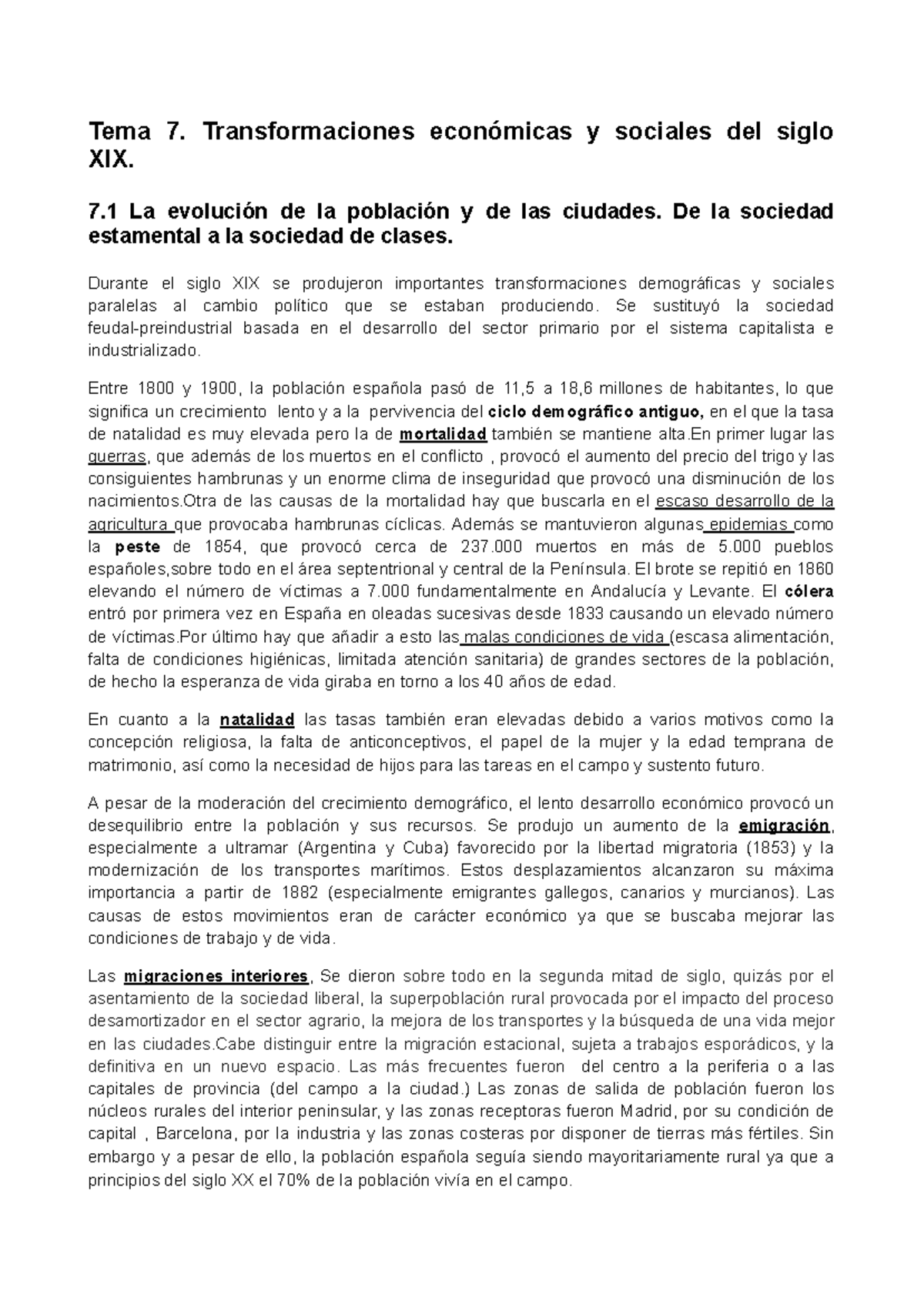 Tema 7. Transformaciones económicas y sociales del siglo XIX - Tema 7. Transformaciones ...