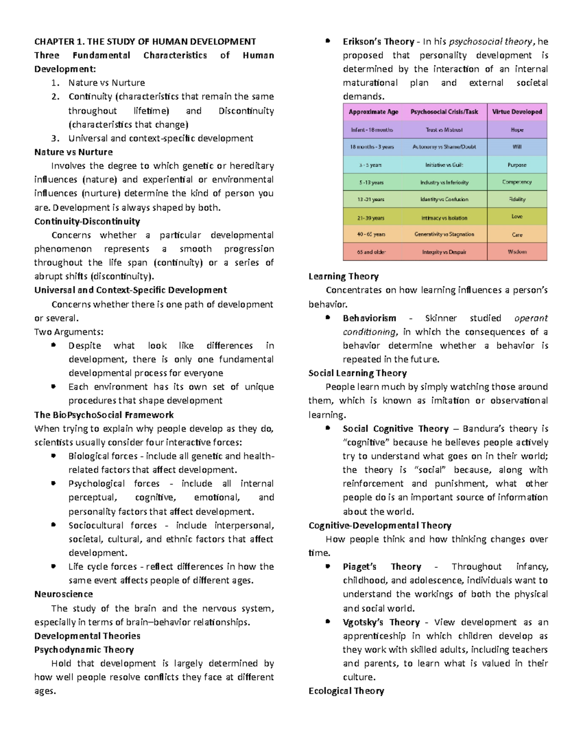 Developmental Psychology - CHAPTER 1. THE STUDY OF HUMAN DEVELOPMENT ...