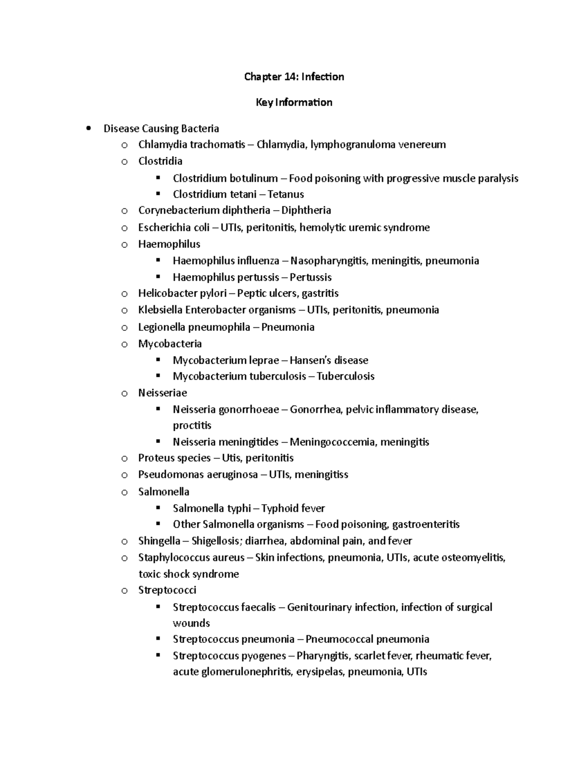 Chapter 14 - Notes on Infection - Medical-Surgical Nursing - Chapter 14 ...