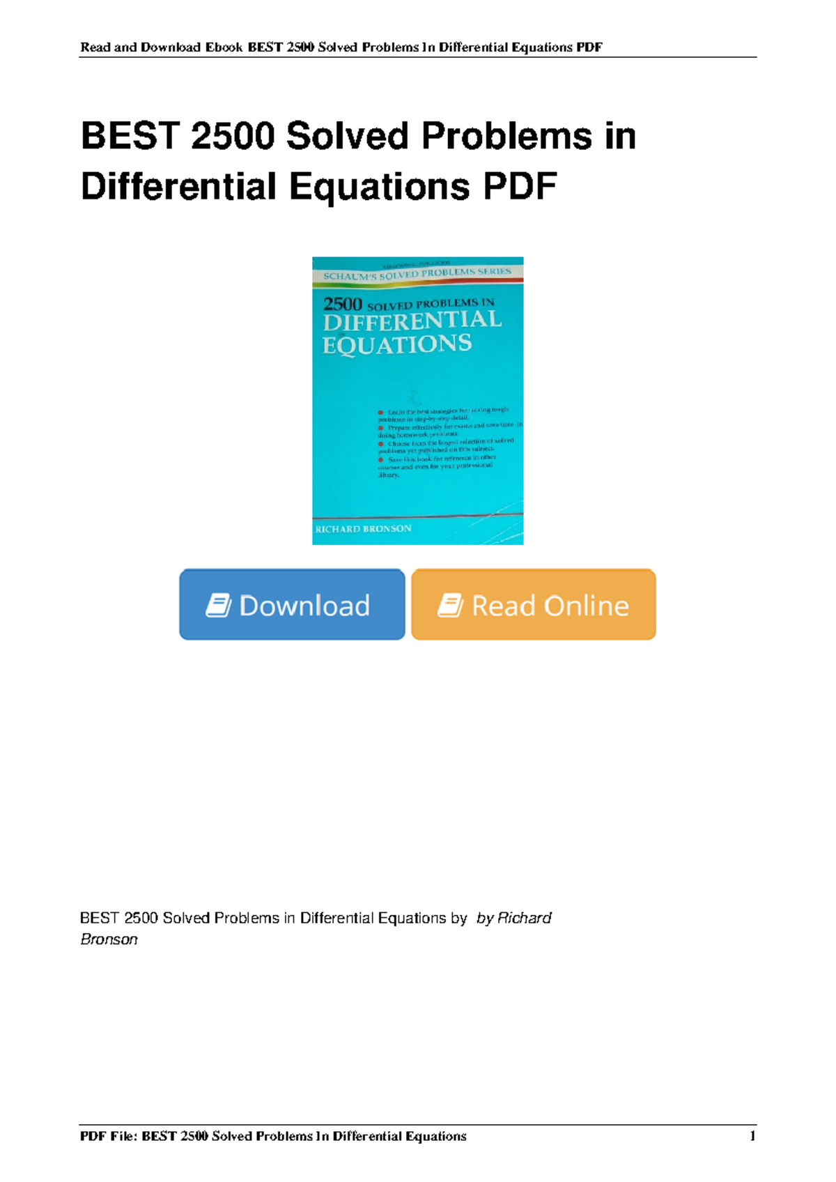 BEST 007007979 X 2500 Solved Problems Differential Equations - Read and Download Ebook BEST 2500 ...
