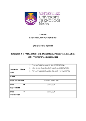 CHM256 Lesson PLAN MAR AUG 2022 - PROGRAM DIPLOMA IN SCIENCE (AS120 ...