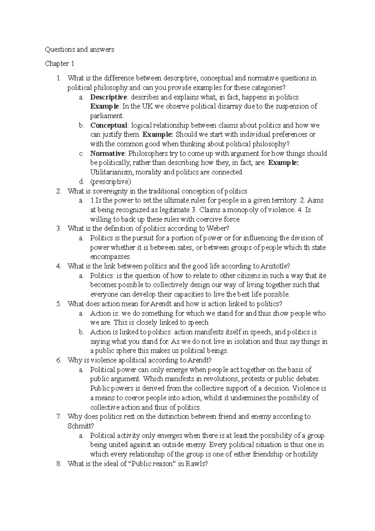 Questions and answers social and political philosophy 2019-2020 ...