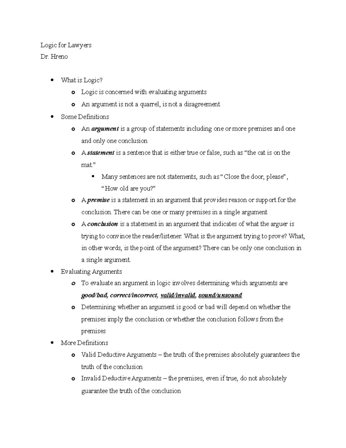 Logic For Lawyers All Notes Logic For Lawyers Dr Hreno What Is Logic
