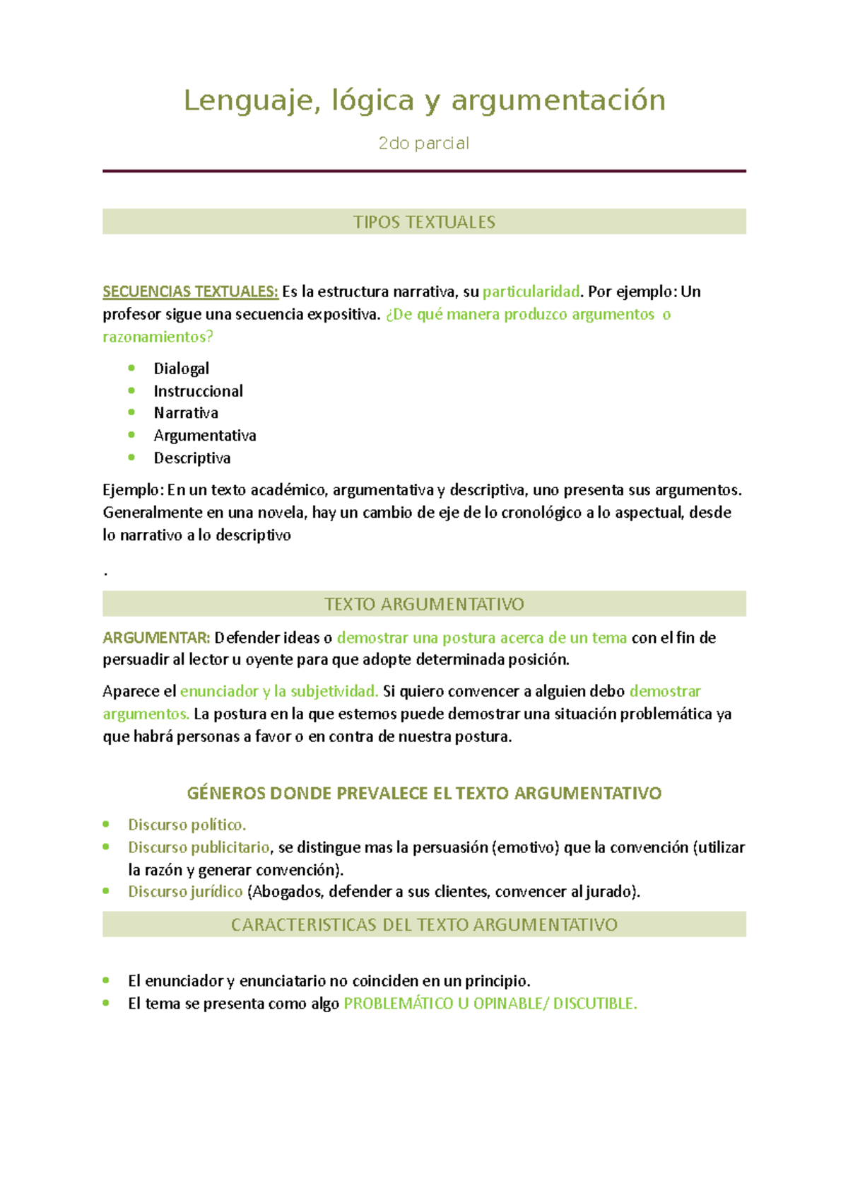 Lenguaje, Lógica Y Argumentación 2DO Parcial - Lenguaje, lógica y argumentación 2do parcial ...