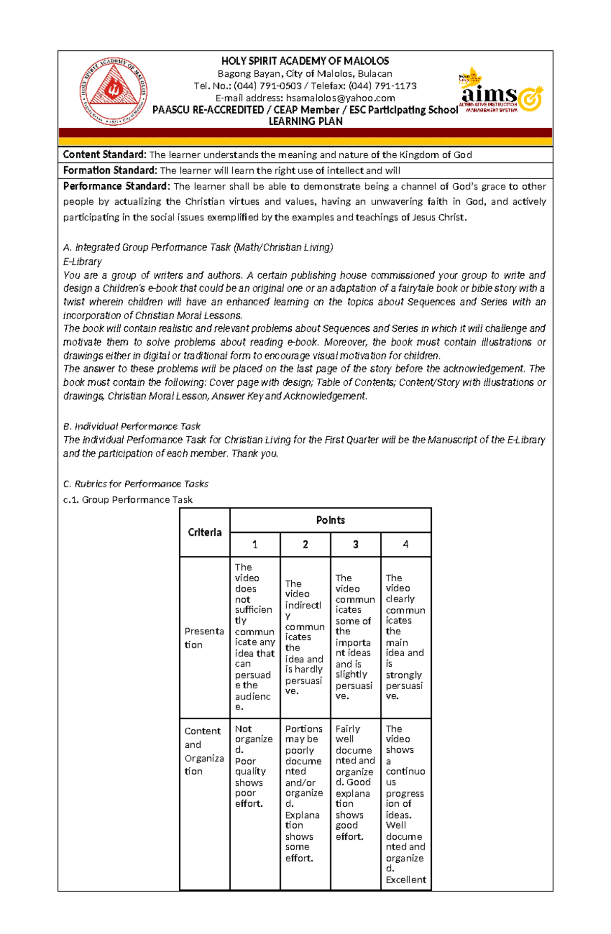 Copy of CL 10 Lesson 1 (First Quarter) - HOLY SPIRIT ACADEMY OF MALOLOS ...