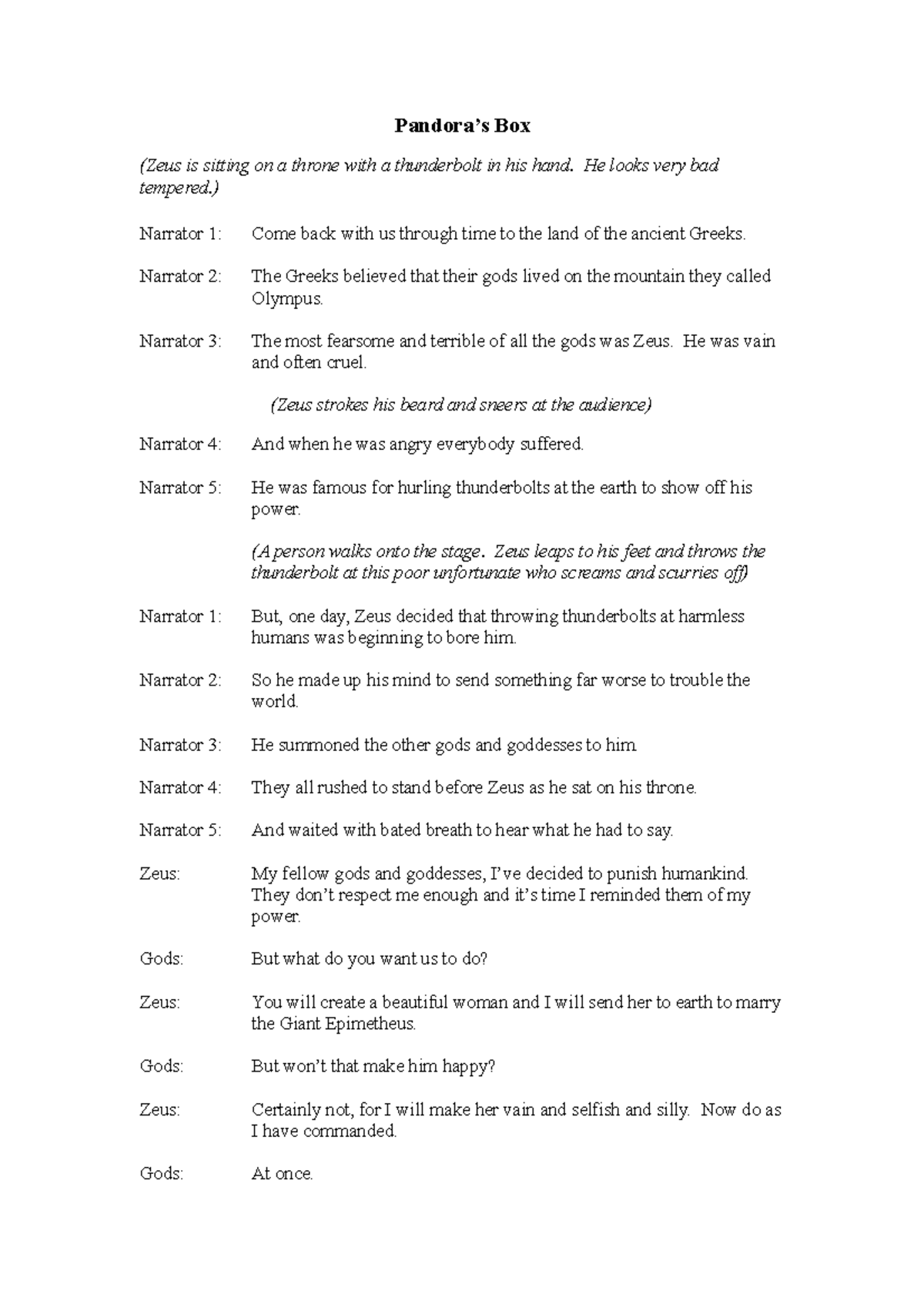 Pandoras Box - Pandora’s Box (Zeus is sitting on a throne with a ...