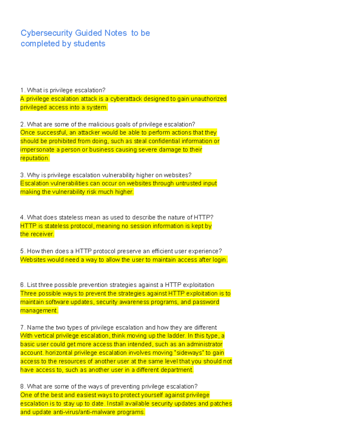 Privilege Escalation - Guided Notes - Cybersecurity Guided Notes to be ...
