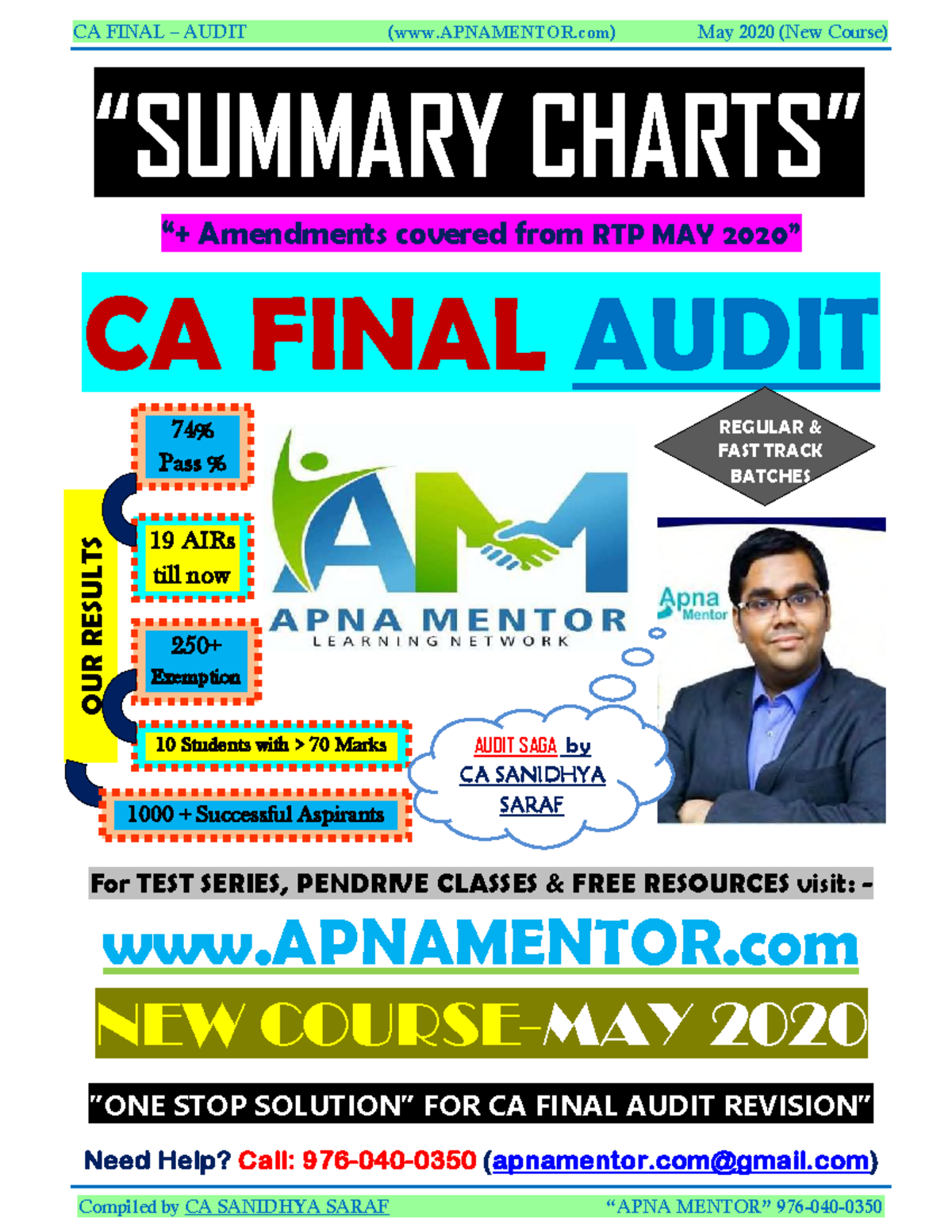 Audit Summary Chart Book by Sanidhya Saraf Sir - CA FINAL – AUDIT ...