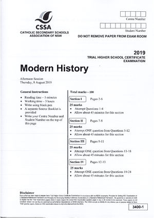 Modern History Past HSC Exam Questions and Sample Answers - Modern ...