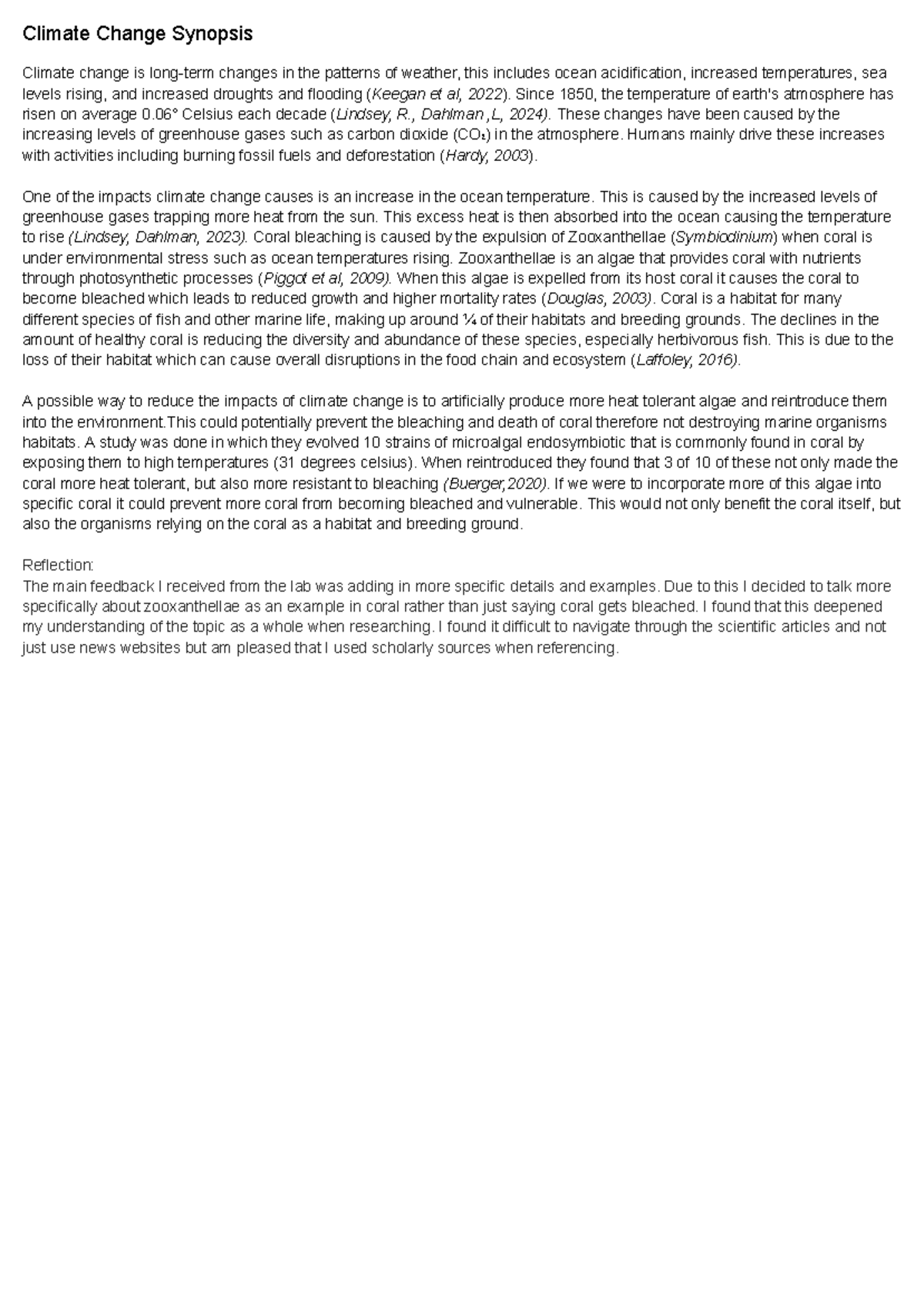 Climate Change Synopsis - Climate Change Synopsis Climate change is ...