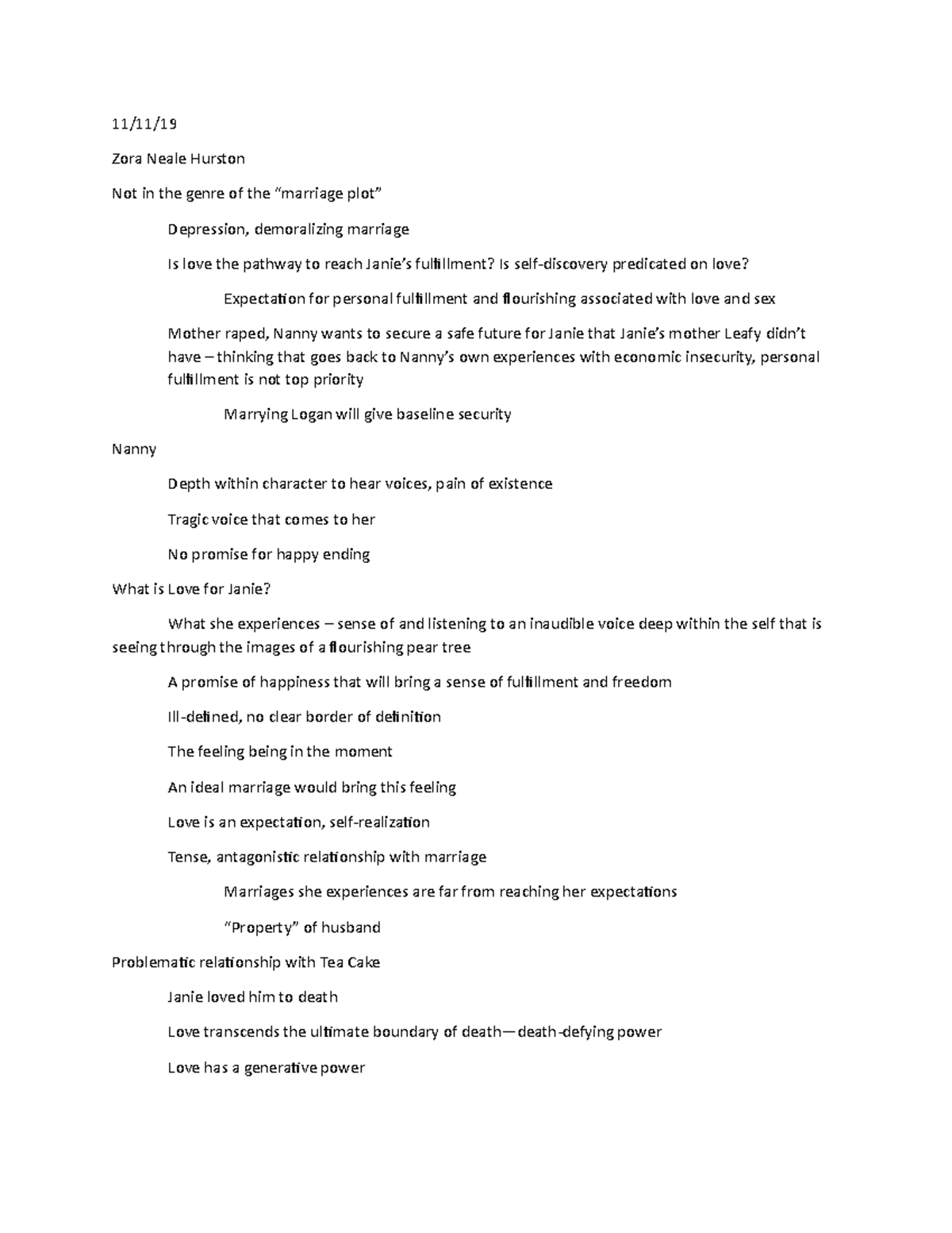 Their Eyes Were Watching God - 11/11/ Zora Neale Hurston Not in the ...