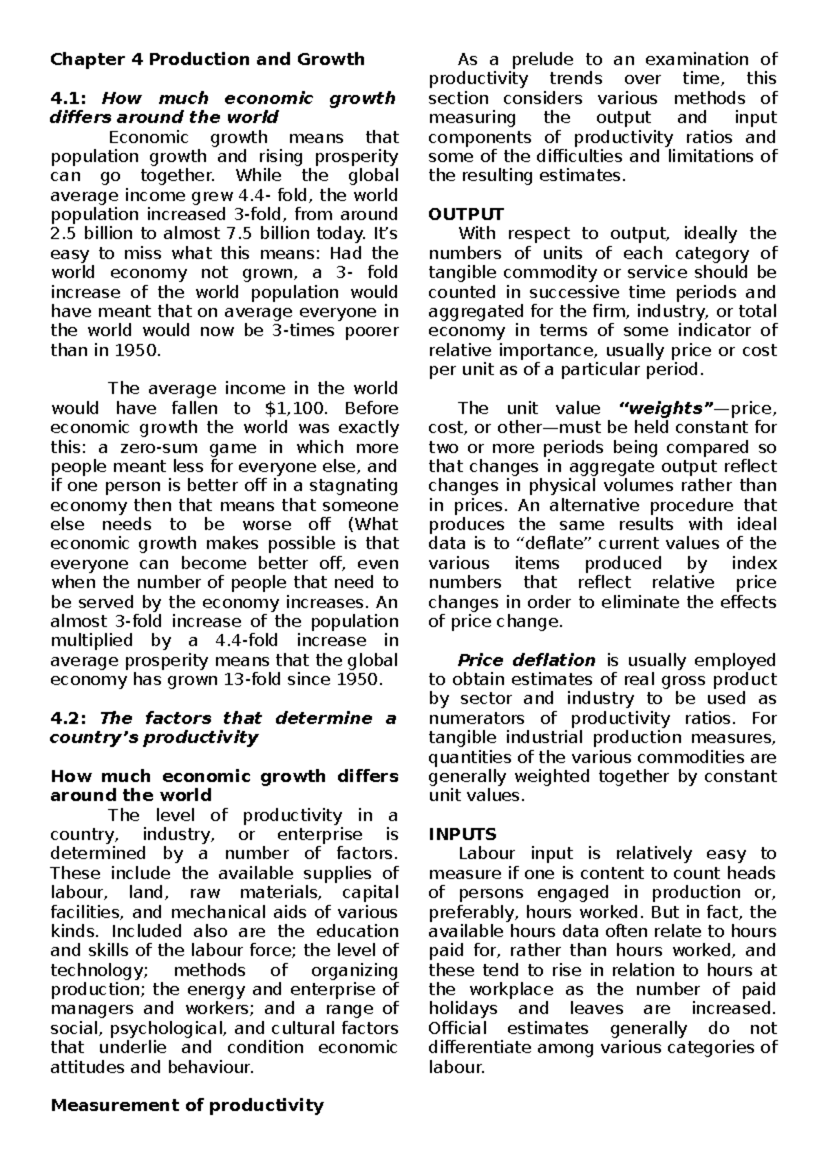 Chapter 4 Production and Growth - Chapter 4 Production and Growth 4 ...