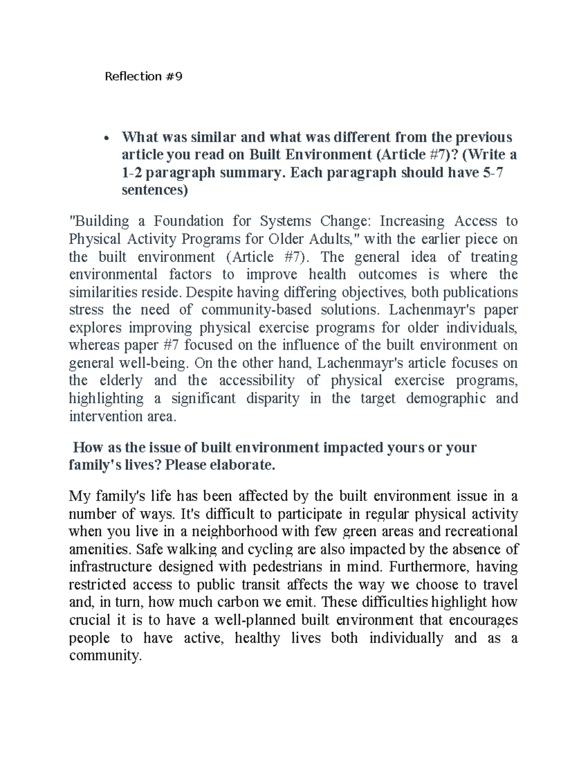 Reflection #9 - Video - Reflection What was similar and what was ...