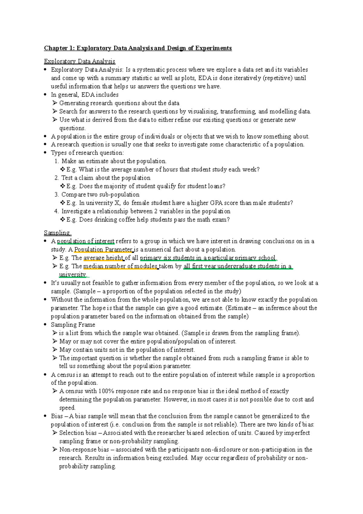 GEA1000 Notes - Chapter 1: Exploratory Data Analysis and Design of ...
