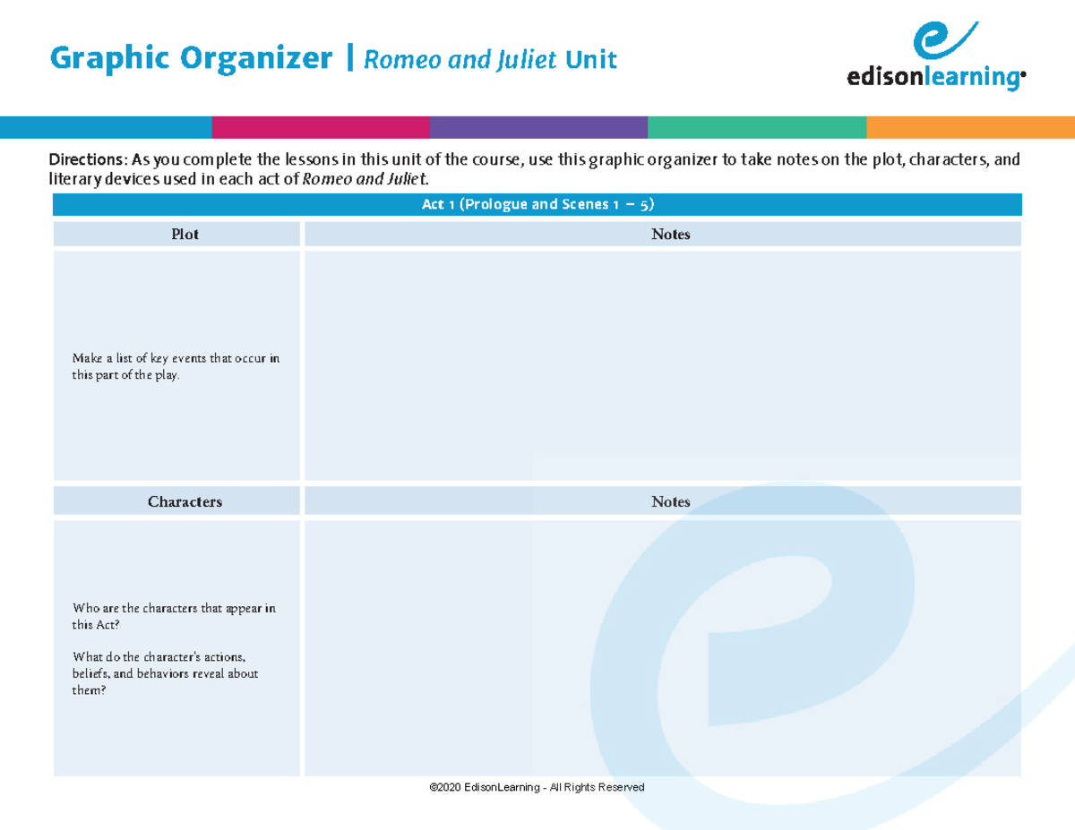 WS.EDHS.2020.ELA - it is good info - Graphic Organizer | Romeo and ...