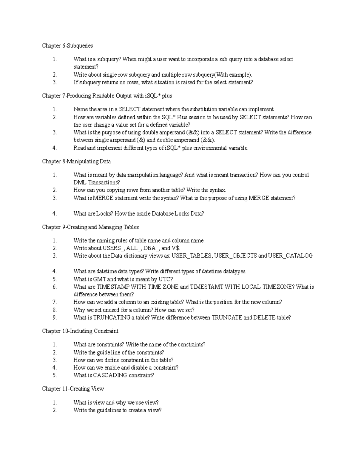 Sql Descriptive Questions Of Chapter06 20 Chapter 6 Subqueries 1 5480