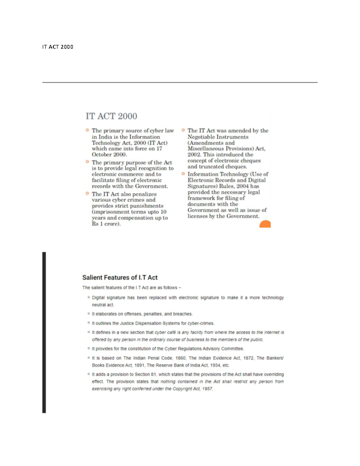IT ACT 2000 - good - Computer Science Engineering - IT ACT E-governance ...