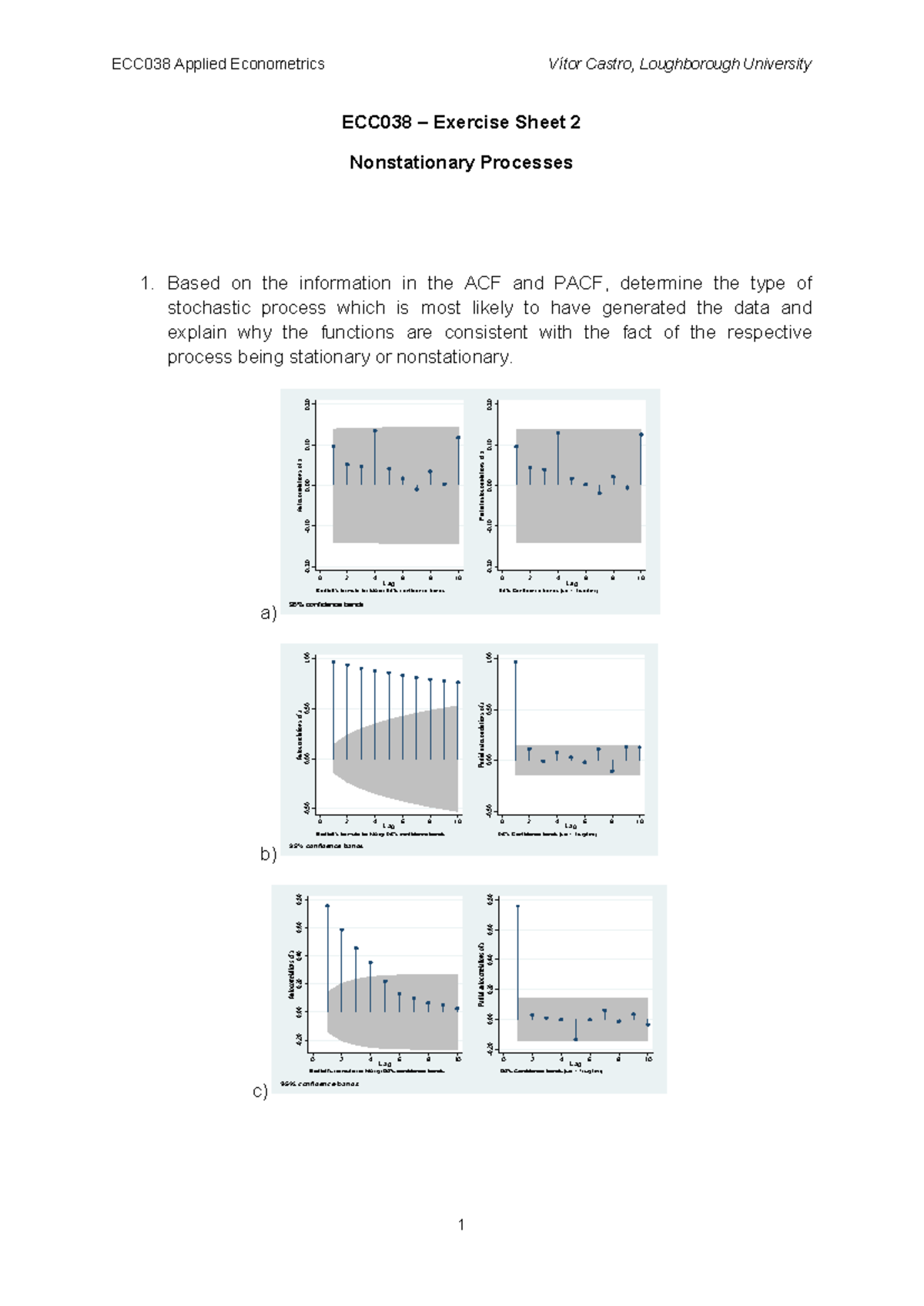 ECC038 Exercise Sheet 2 Nonstationary Processes - ECC038 Applied Econometrics Vítor Castro ...