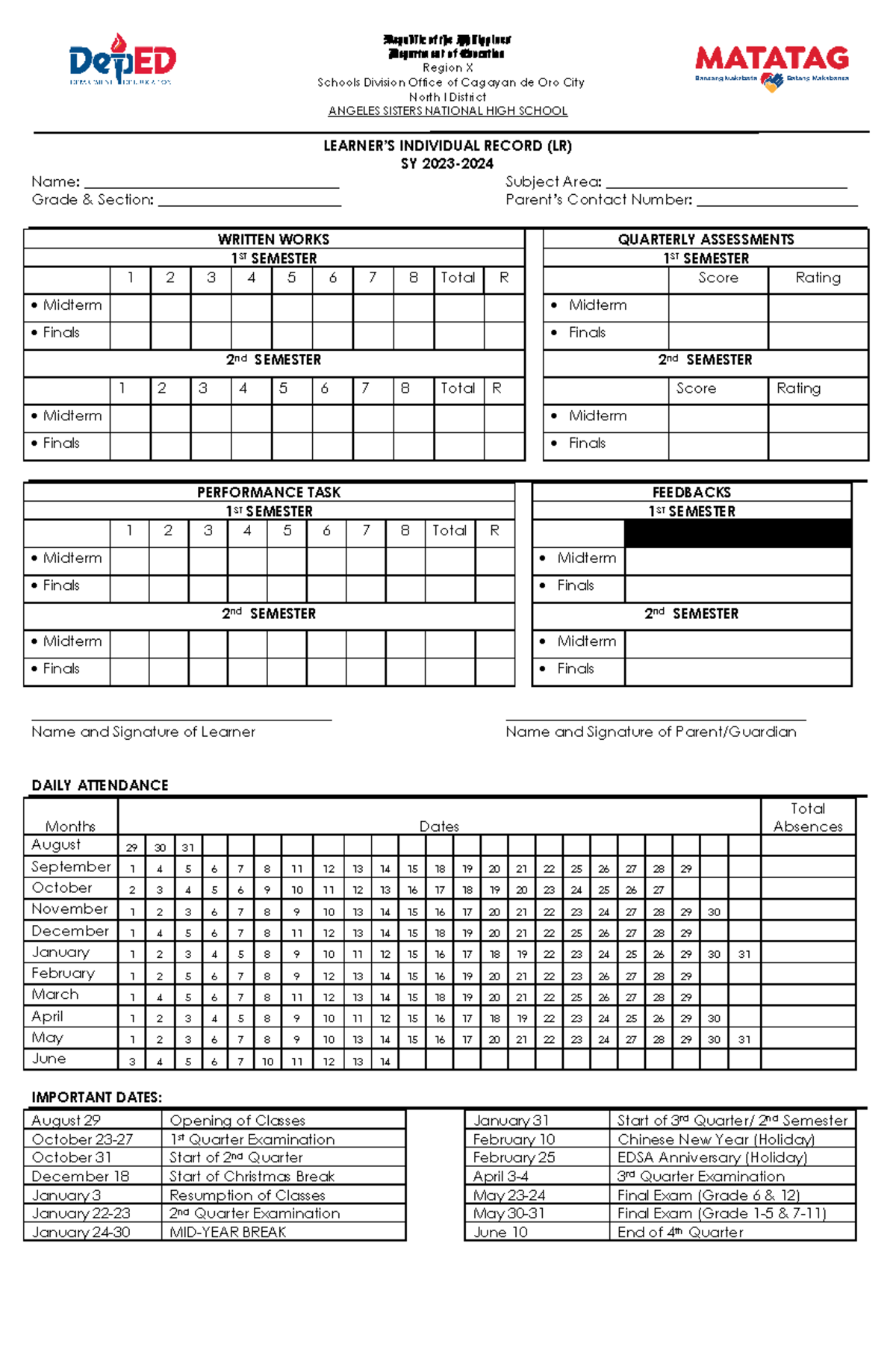 Individual Learner's Record (LR)-SHS - Republic of the Philippines ...