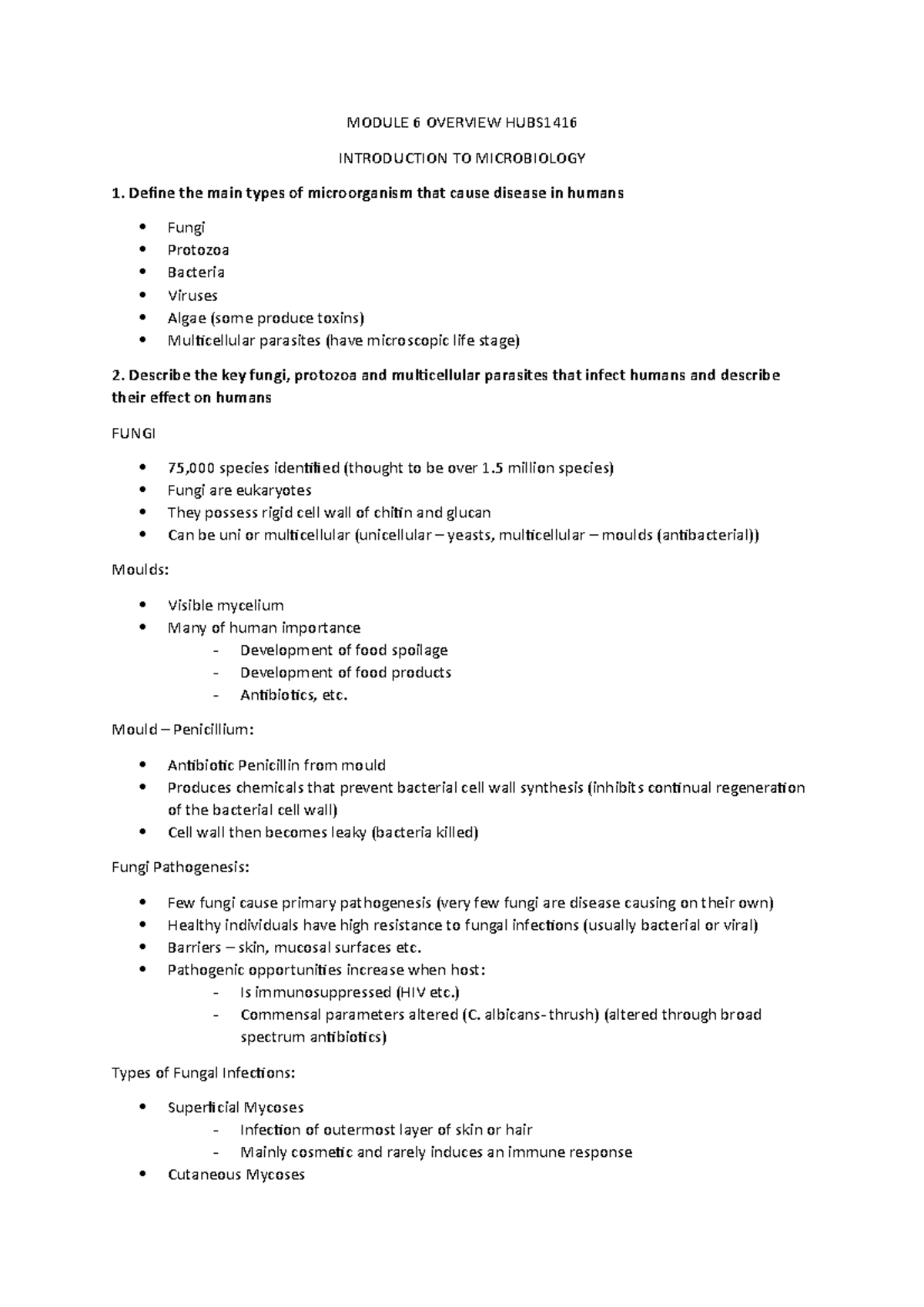 Module 6 Overview HUBS1416 (introduction to MICROBIOLOGY) - MODULE 6 ...
