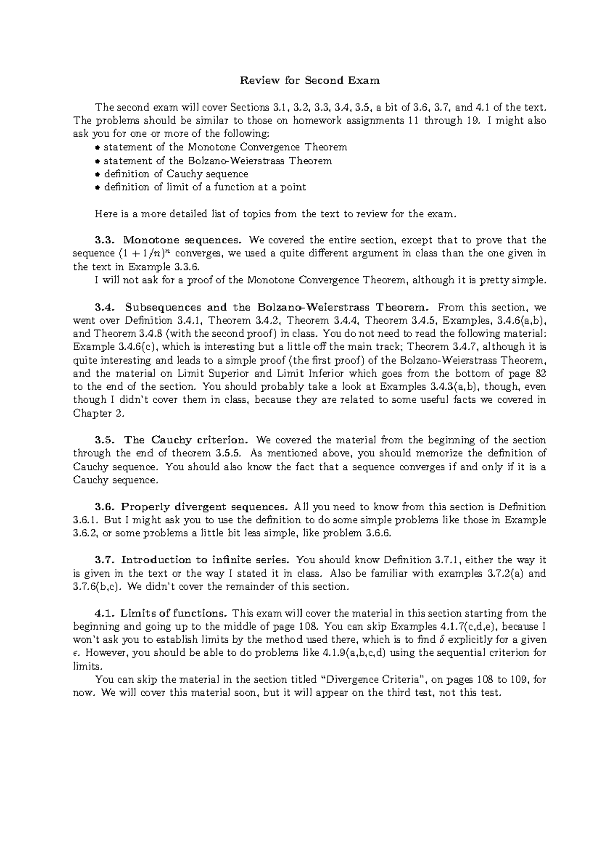 Math 4433 2011 extra - review for second exam - Review for Second Exam The second exam will ...