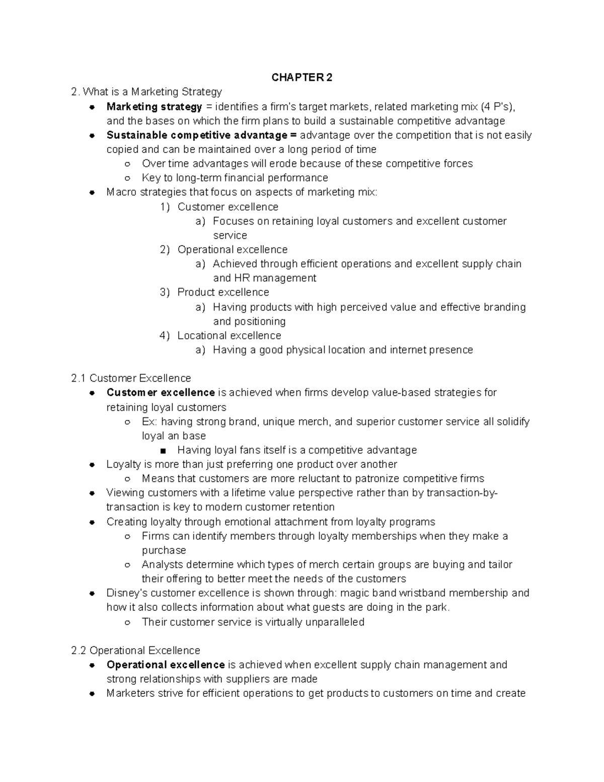 MK323 Lecture 2 Notes - CHAPTER 2 What is a Marketing Strategy ...