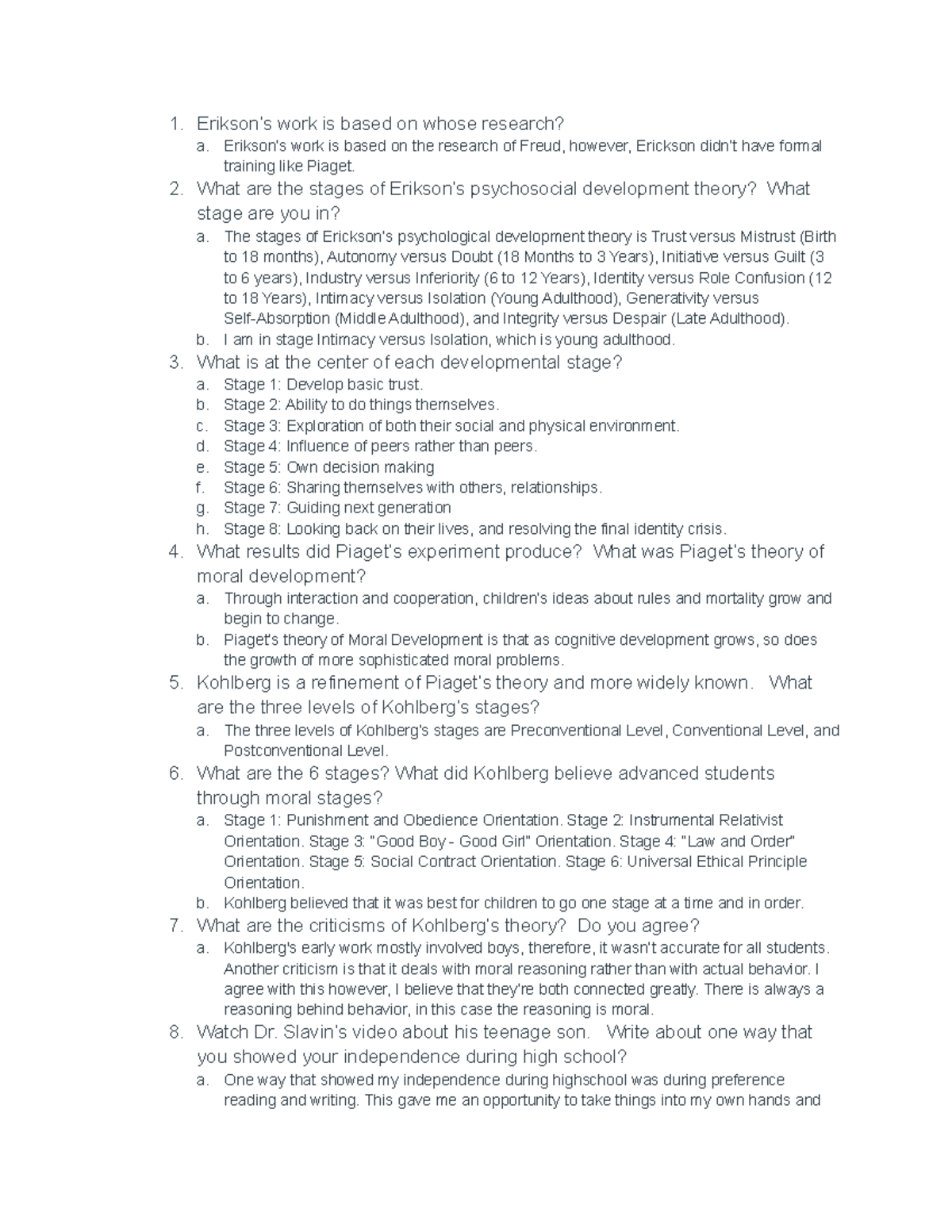Module 3 Social Moral And Emotional Development 1 Erikson S Work