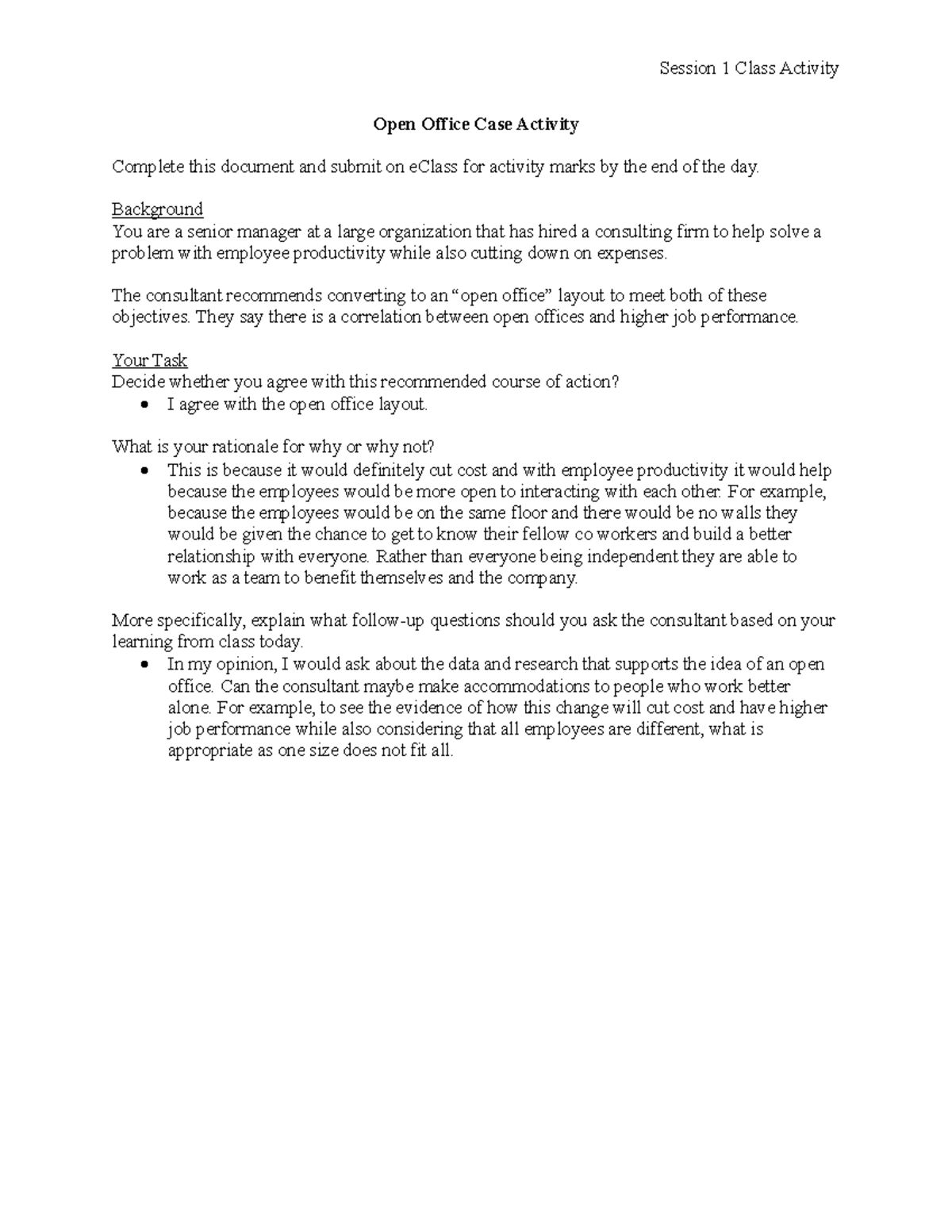 Open Office Case Activity (Session 1) - Session 1 Class Activity Open ...