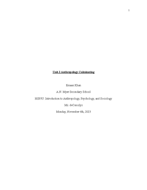 HSP3U Introductory Assignment - Social Science - HSP3U Introductory ...