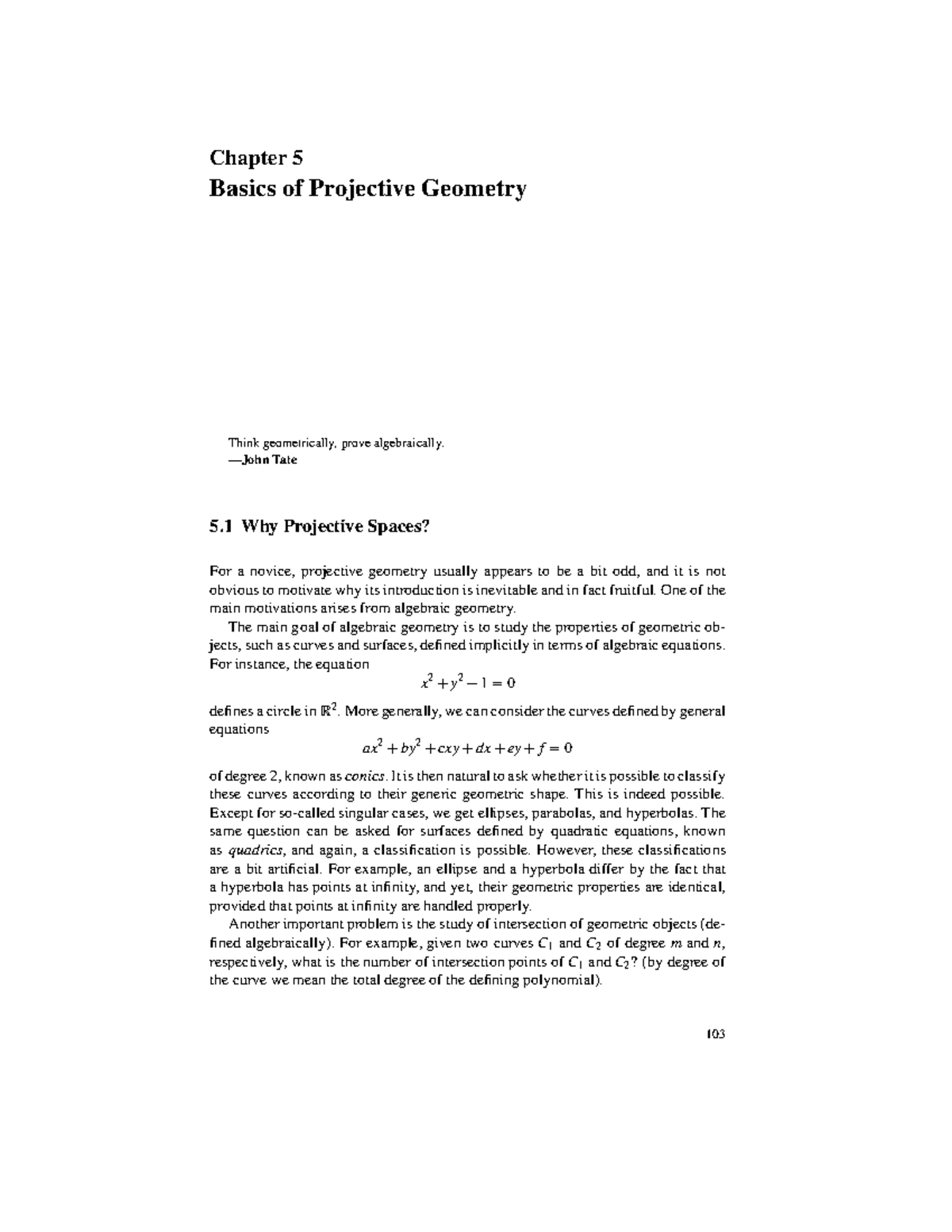 Summary - Basics of projective geometry - Chapter 5 Basics of ...