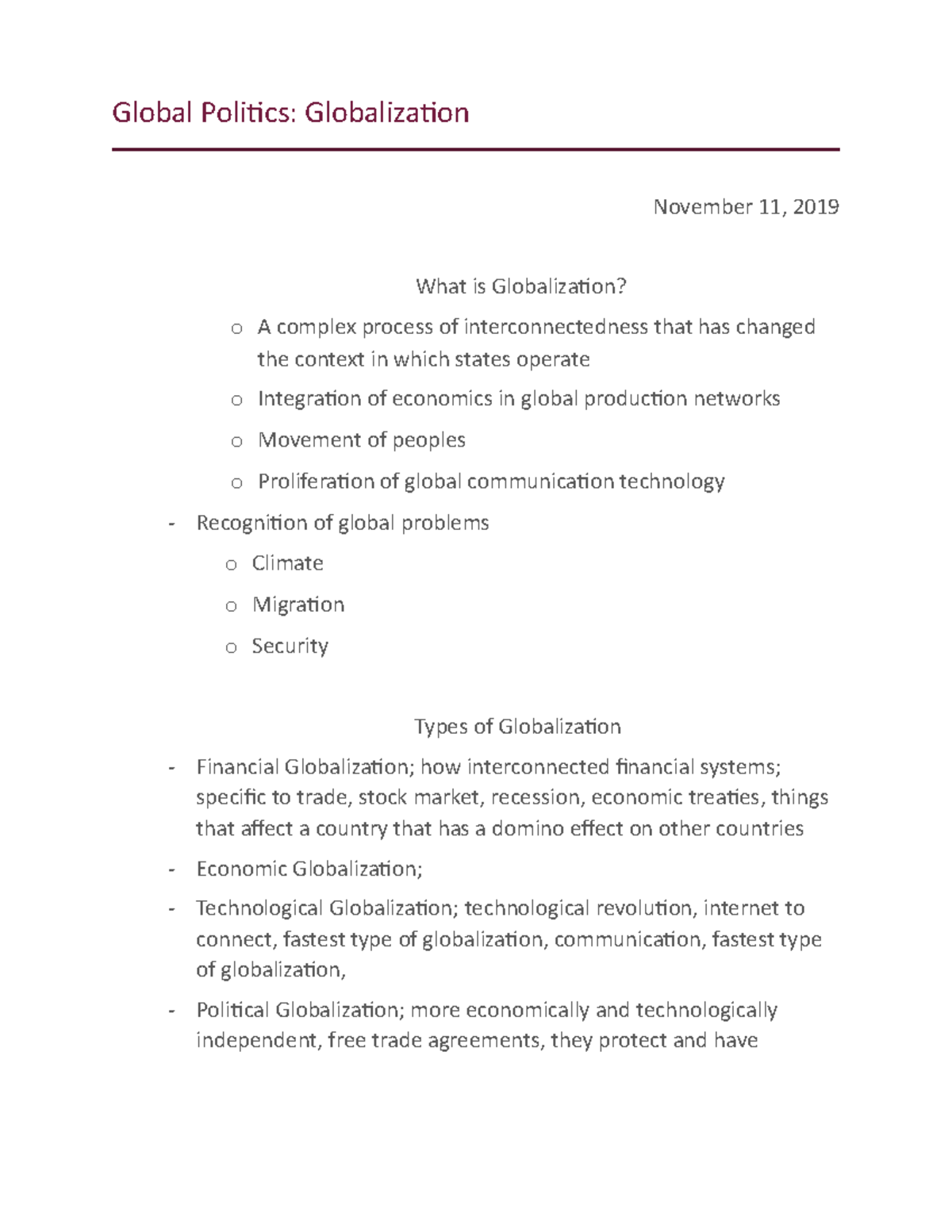 Global Politics- Globalization - Global Politics: Globalization ...