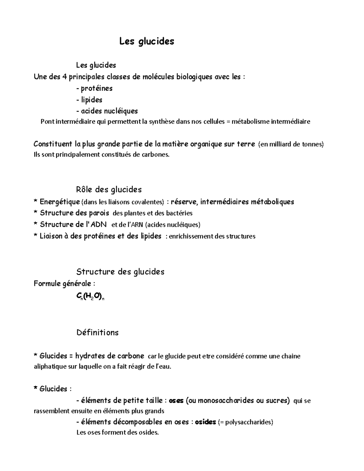 UE1 - Cours 7 - Les glucides (Andres) . PDF - Les glucides Les glucides Une des 4 principales ...