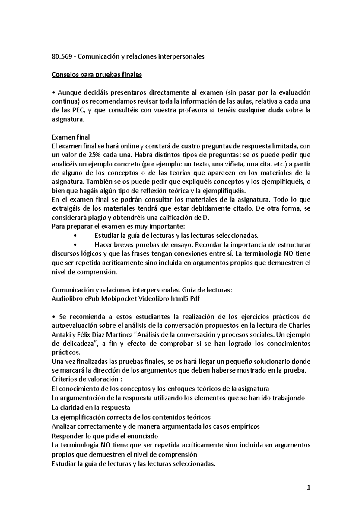 80.569 - Comunicación y relaciones interpersonales Consejos para ...