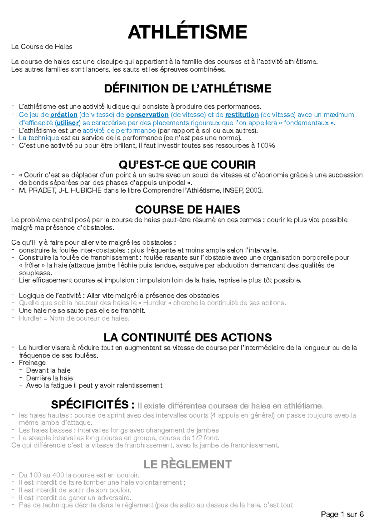 Athlétisme - Les autres familles sont lancers, les sauts et les ...