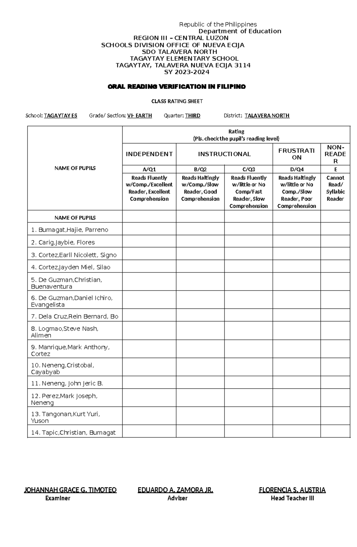 ORVP- Grade-6 - Republic of the Philippines Department of Education ...