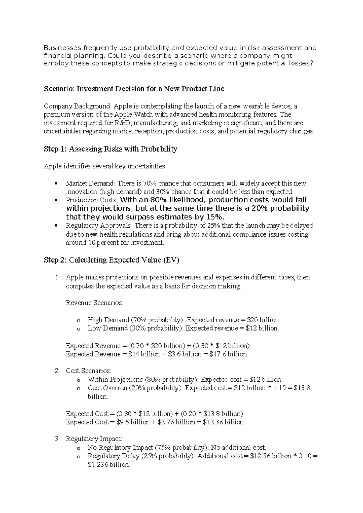 Weekly Discussion 3 - Use of probability and expected value in risk ...