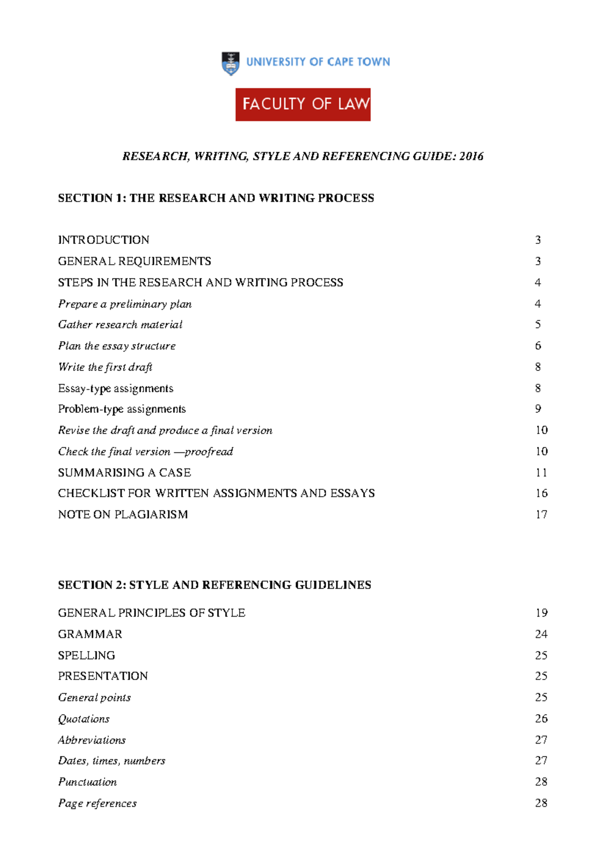 Research Writing Style and Referencing Guide - SECTION 1: THE RESEARCH ...