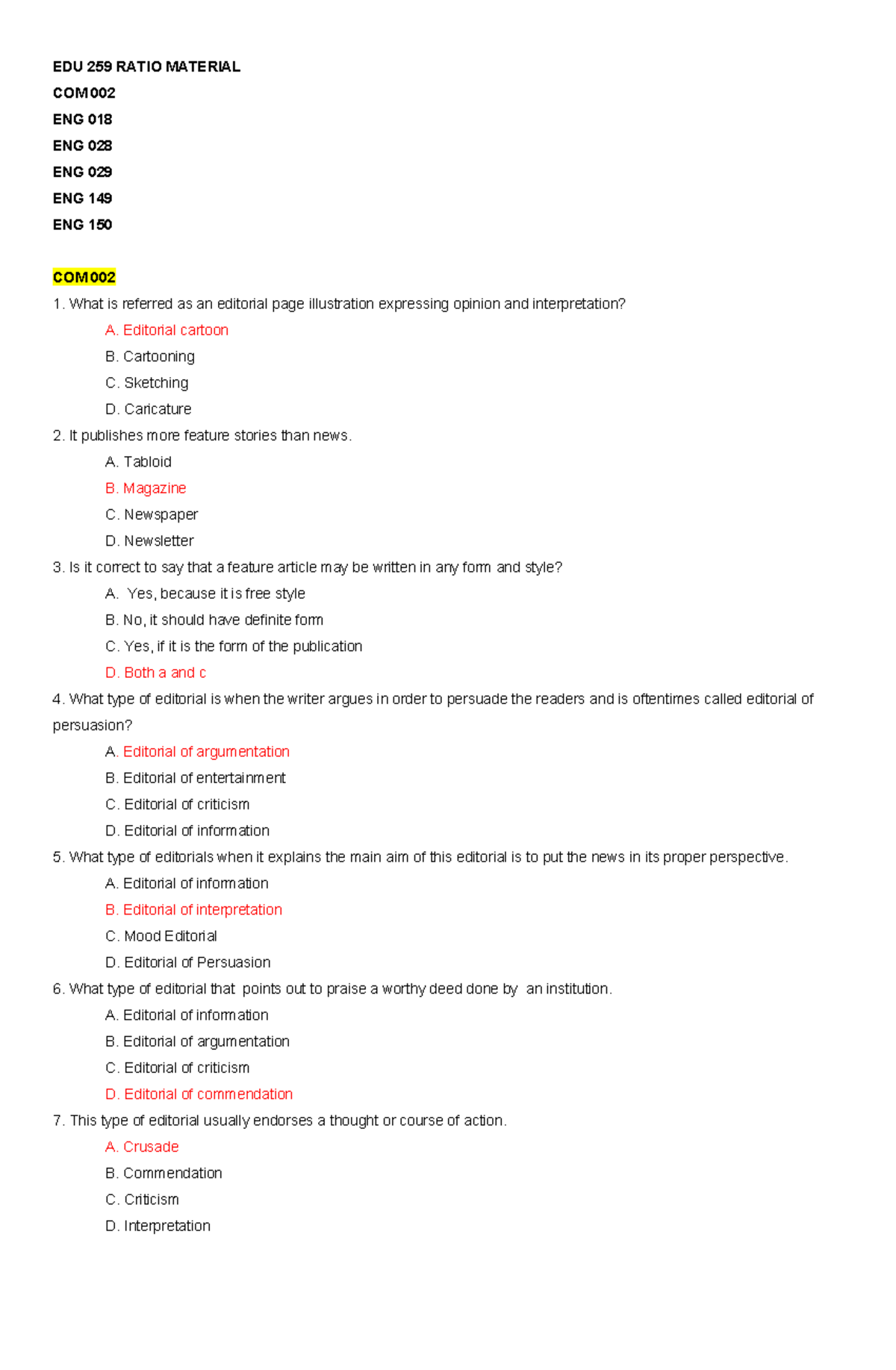 Ratio Material P3 WK 1 - EDU 259 RATIO MATERIAL COM 002 ENG 018 ENG 028 ...